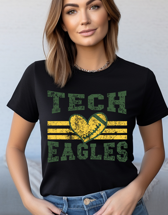 Tech Eagles Grunge Heart Football DTF Print – Torch Light