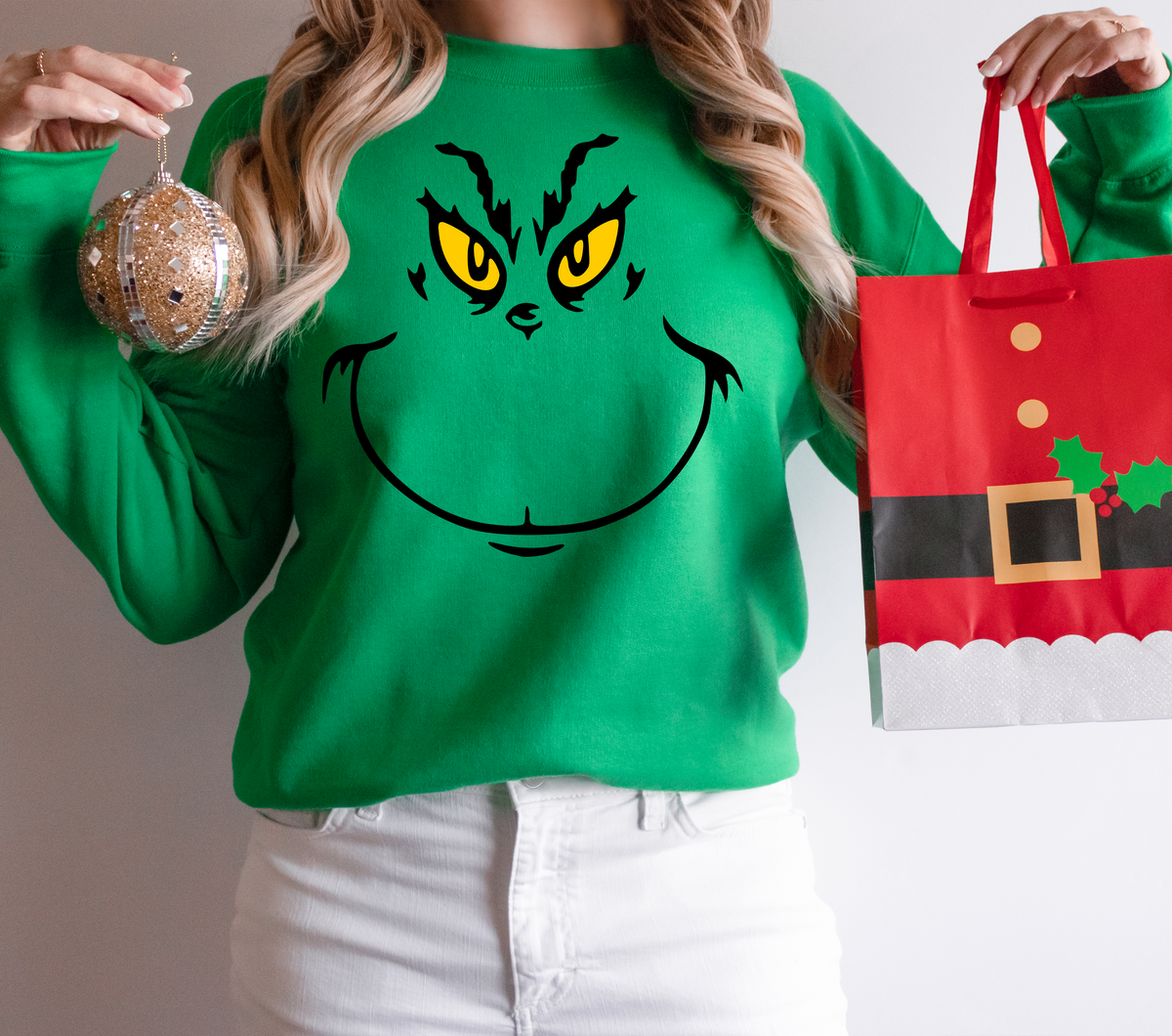Grinch Face DTF Print – Torch Light