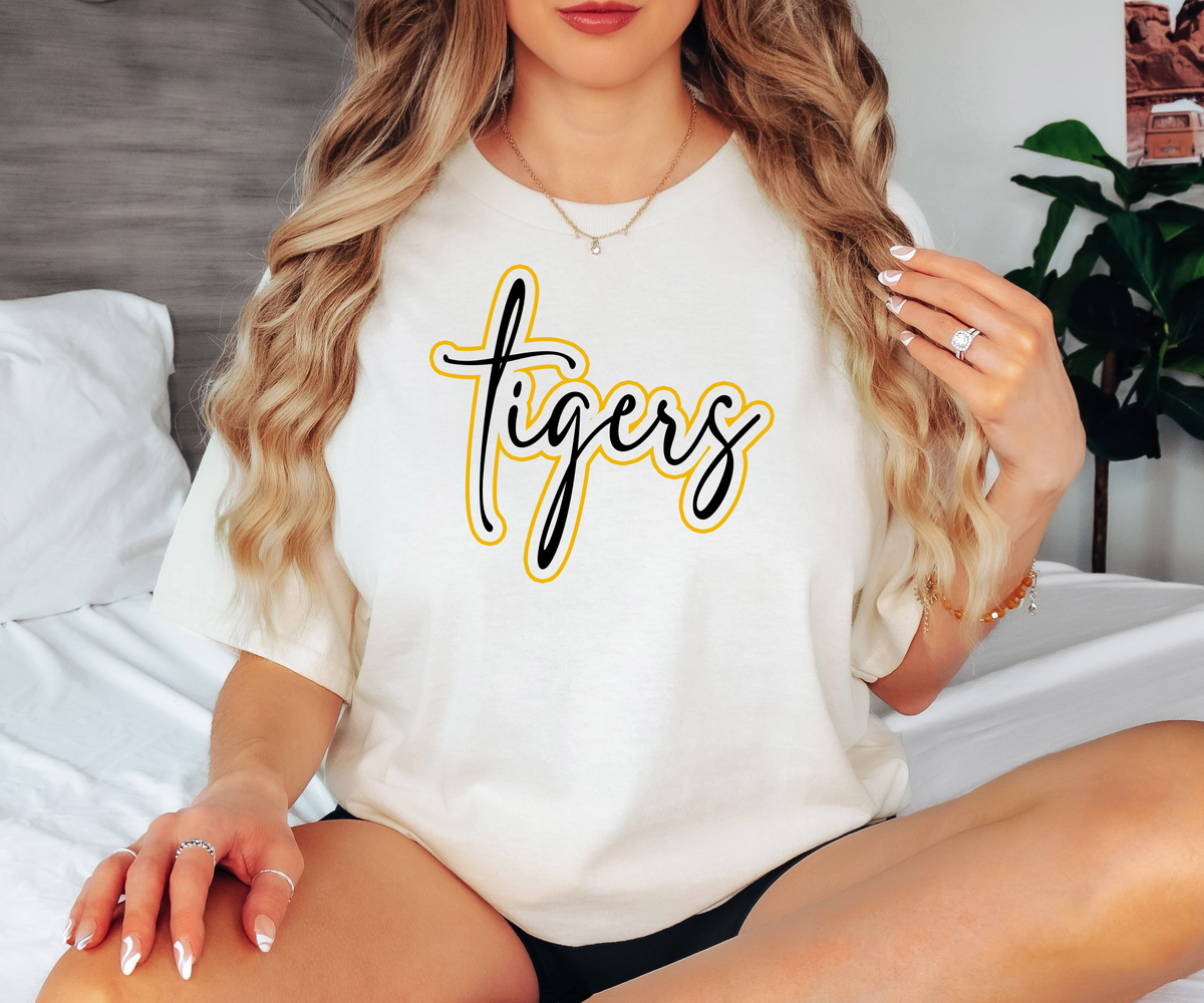 Tigers script Outline DTF Print – Torch Light