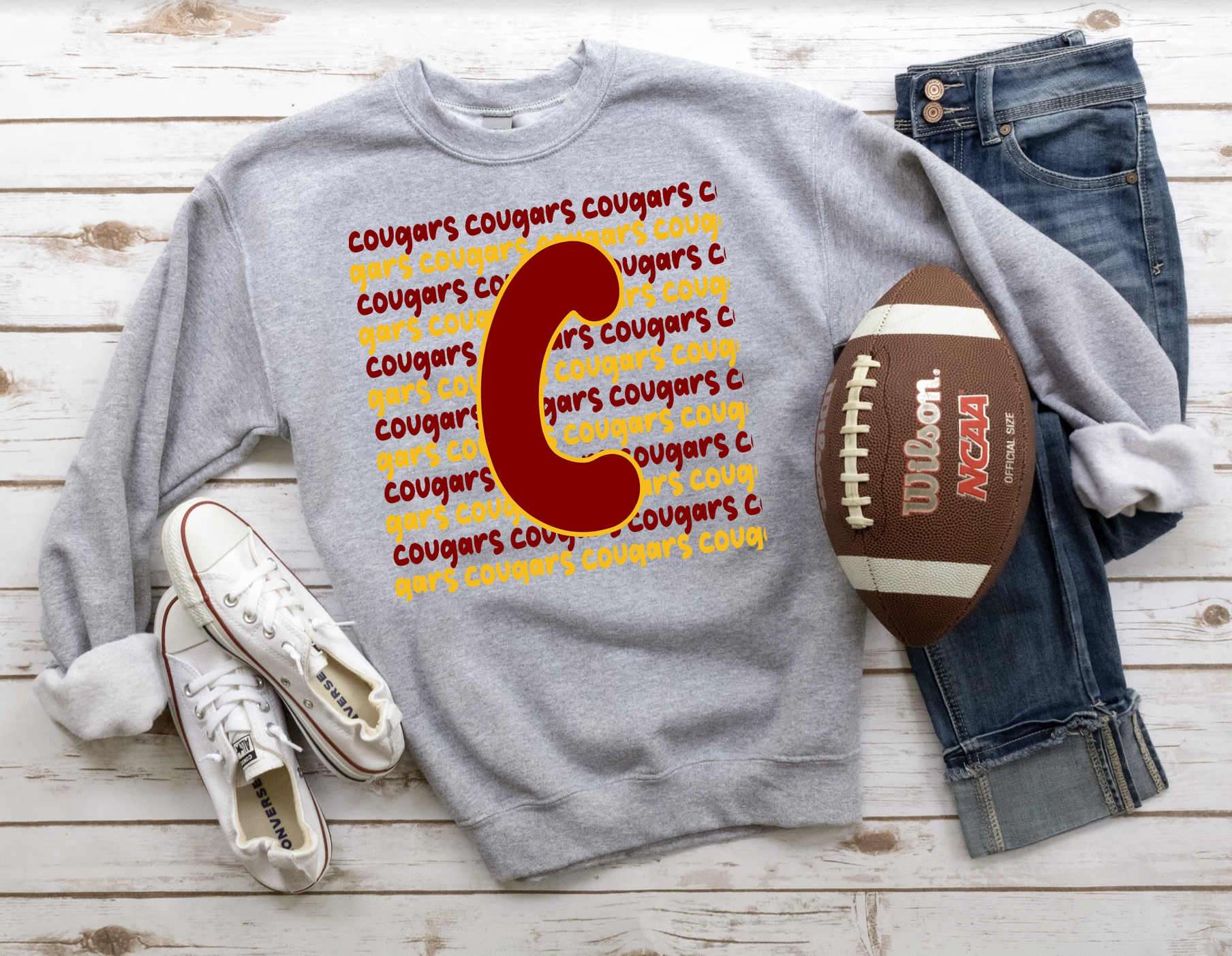 Cougars Funky Repeat DTF Print – Torch Light