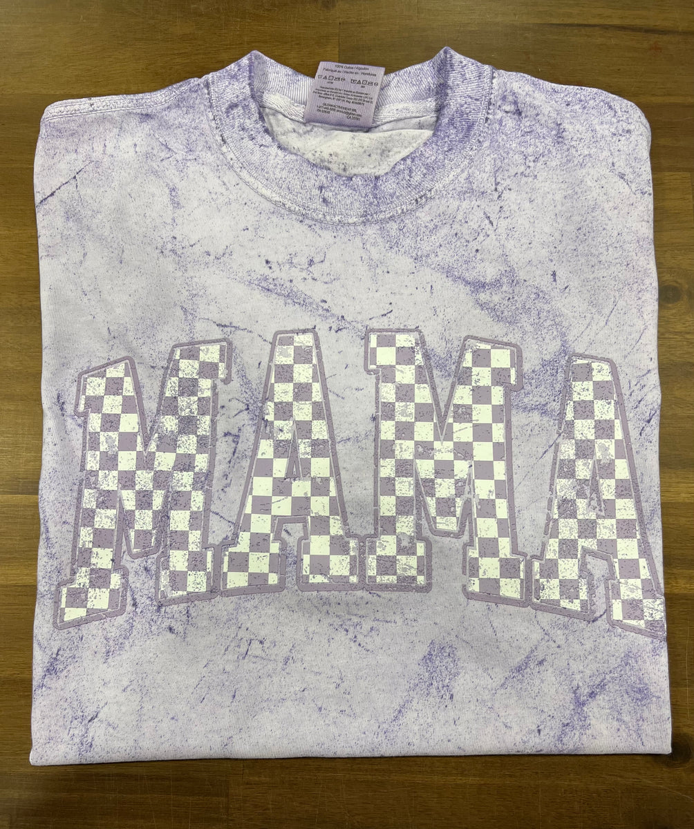 Distressed Checker Mama DTF Print – Torch Light
