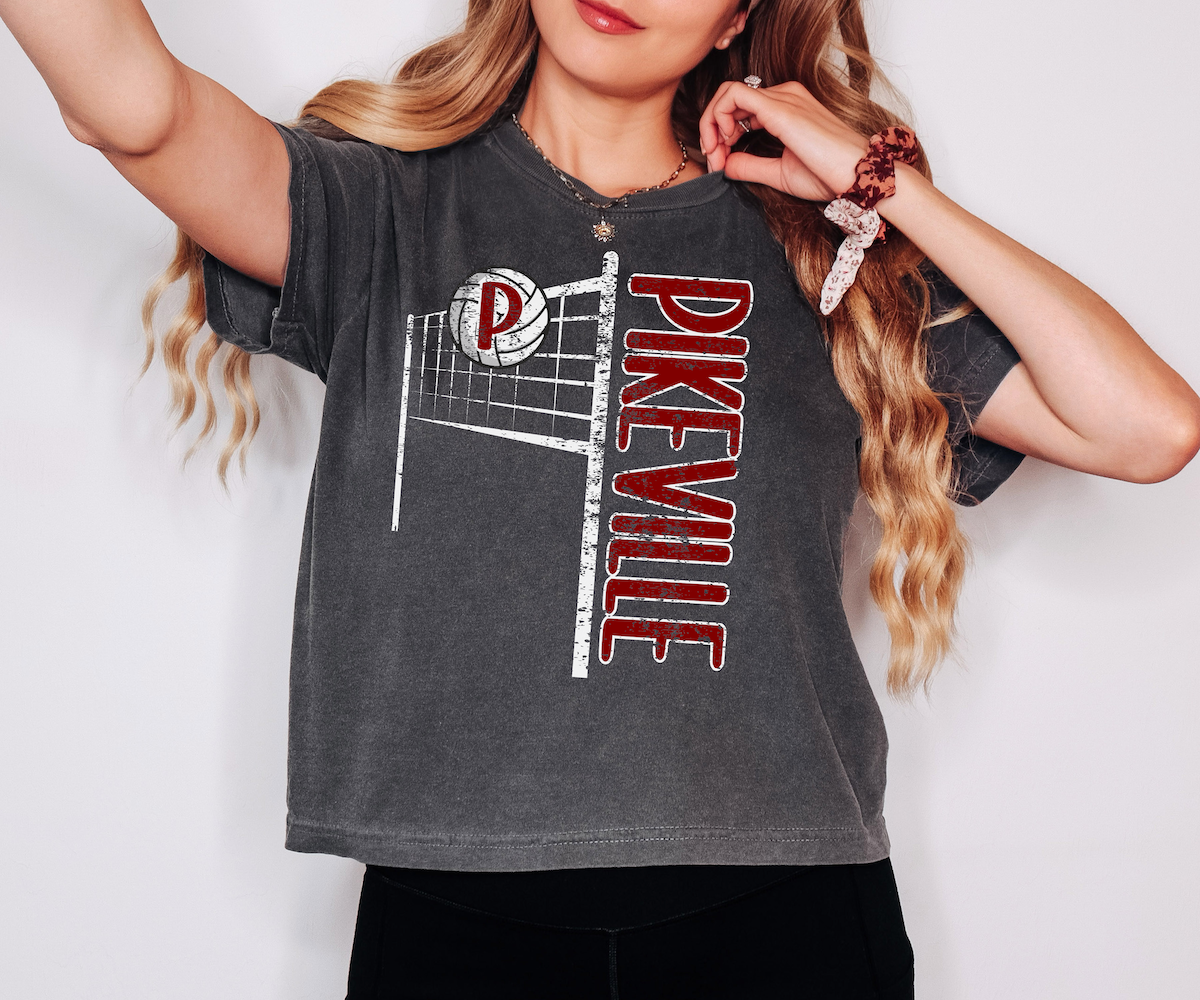 Pikeville Team Volleyball Net Distressed DTF Print – Torch Light