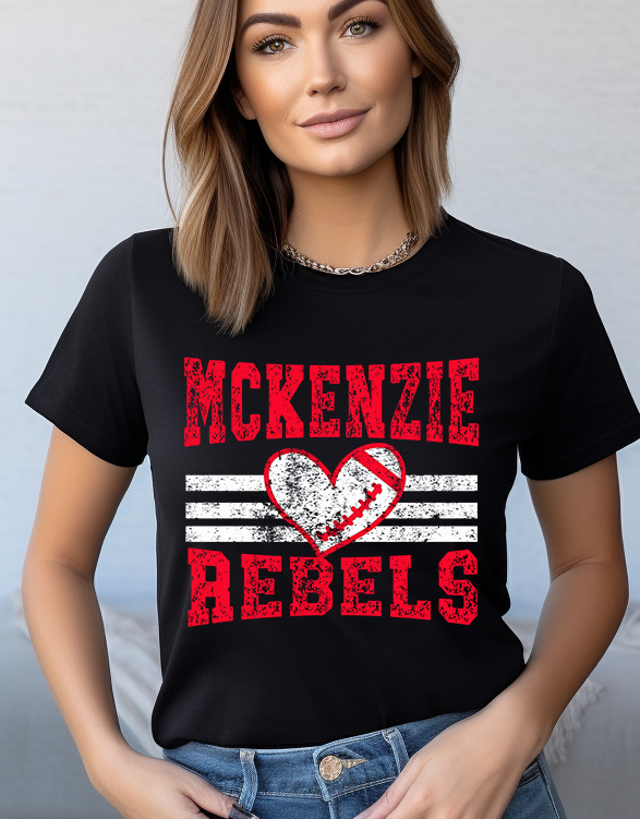 Mckenzie Rebels Grunge Heart Football DTF Print – Torch Light