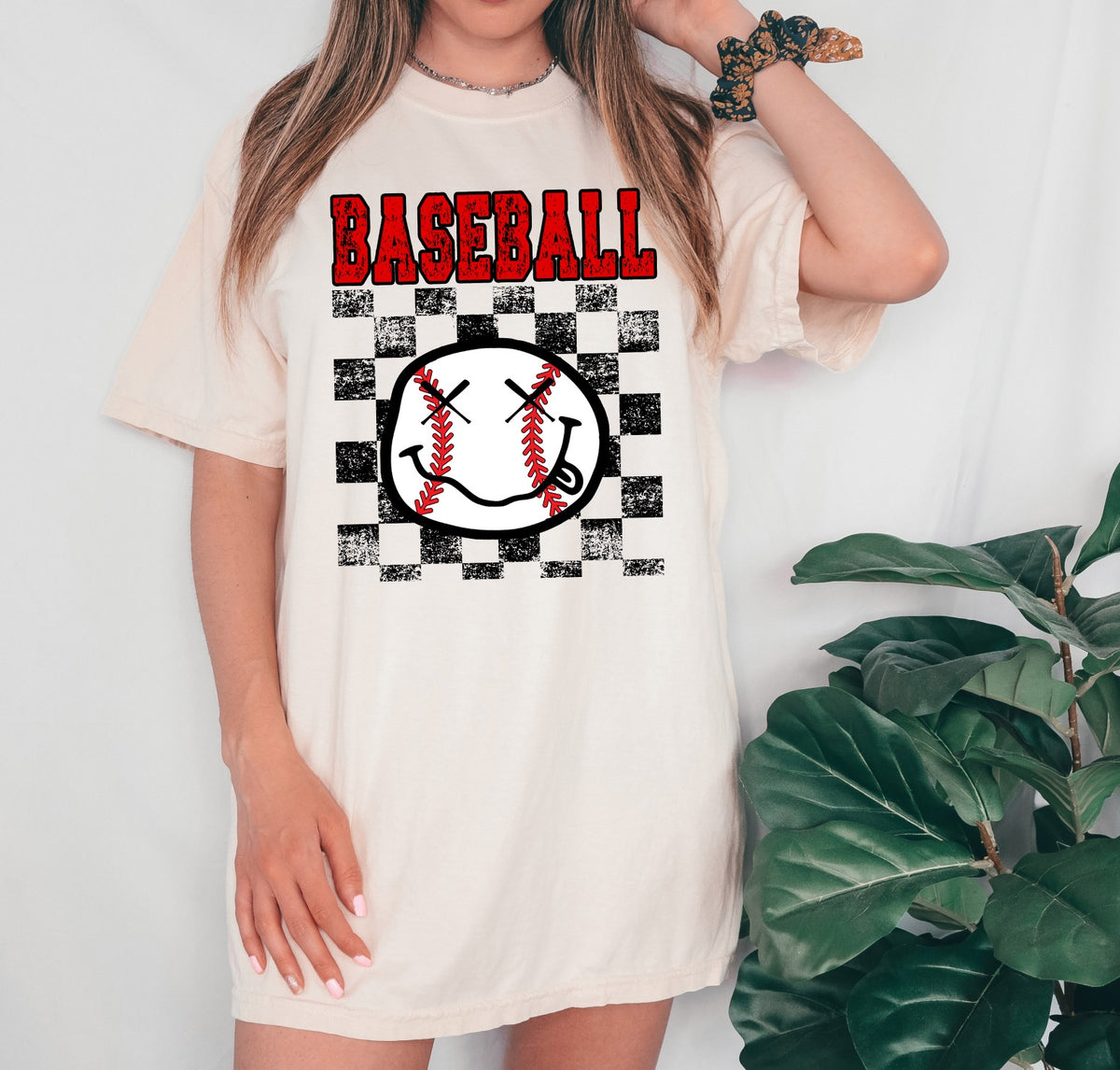 Distressed Checker Baseball DTF Print – Torch Light