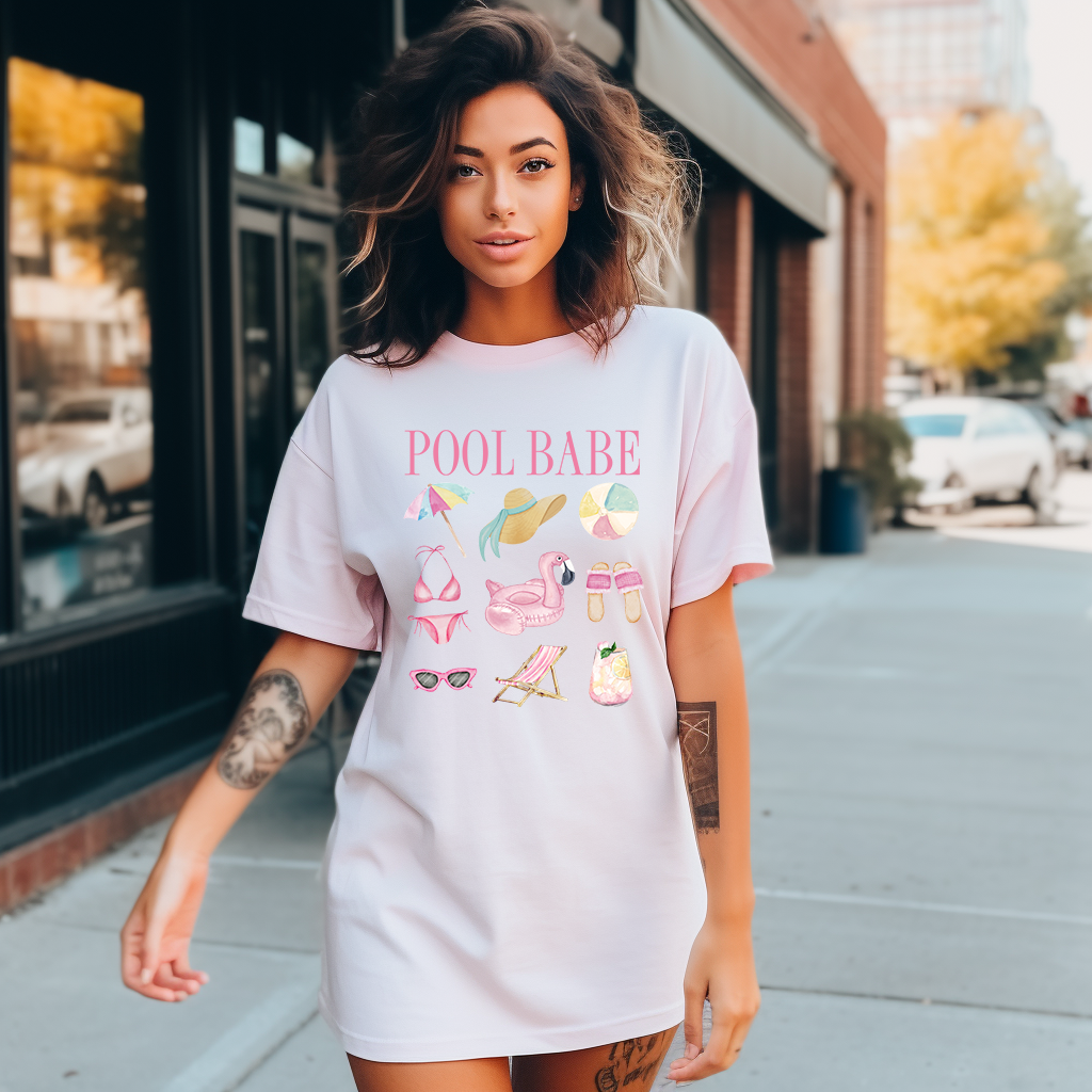 Pool Babe Collage DTF Print – Torch Light