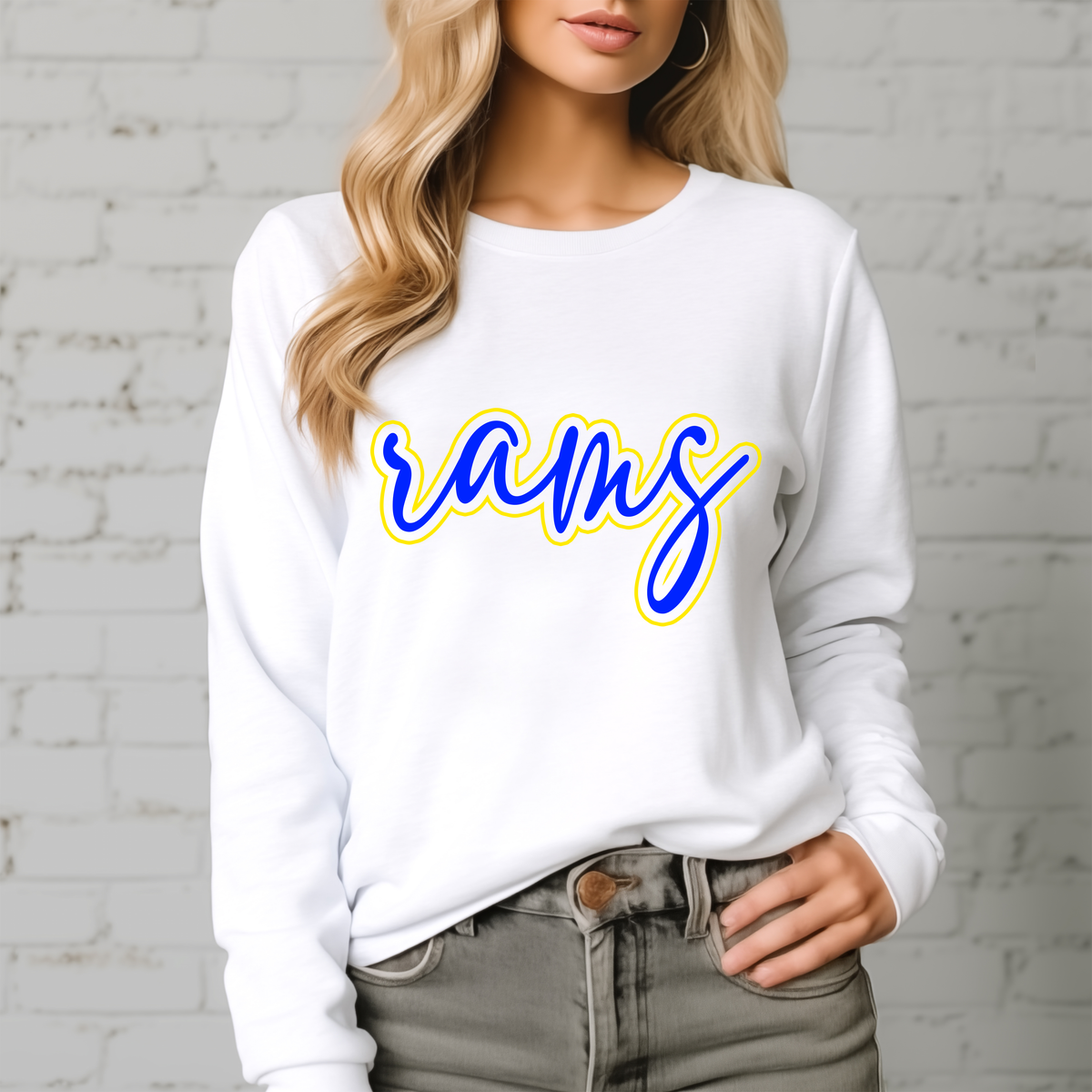 Rams Script Outline DTF Print – Torch Light