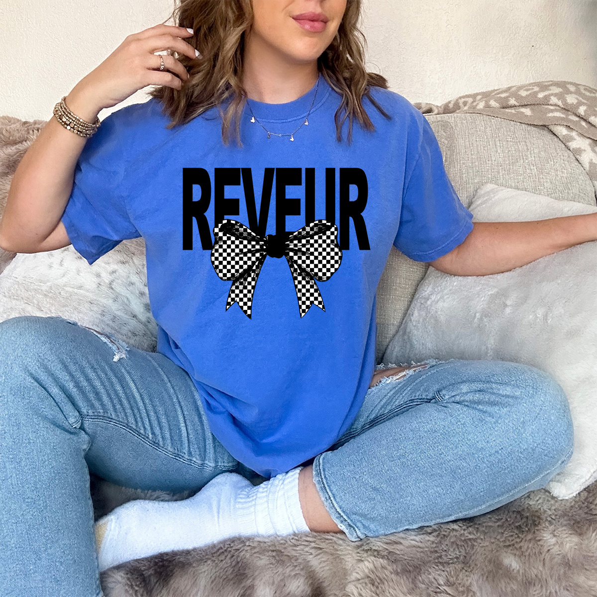 Reveur Checker Bow DTF Print – Torch Light