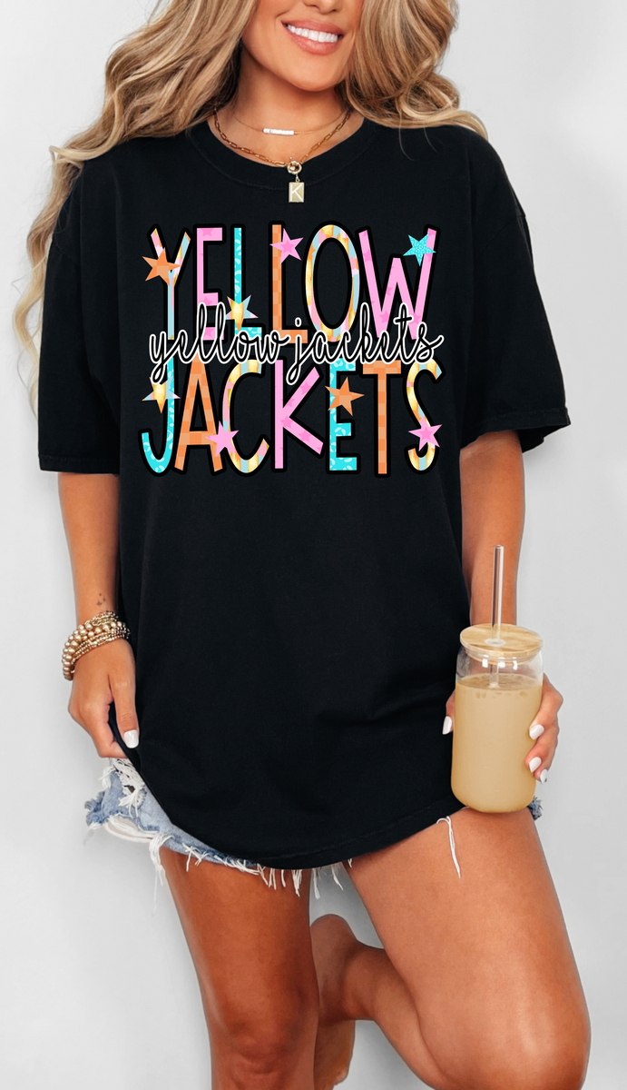 Yellow Jackets Star Doodle Mix DTF Print – Torch Light