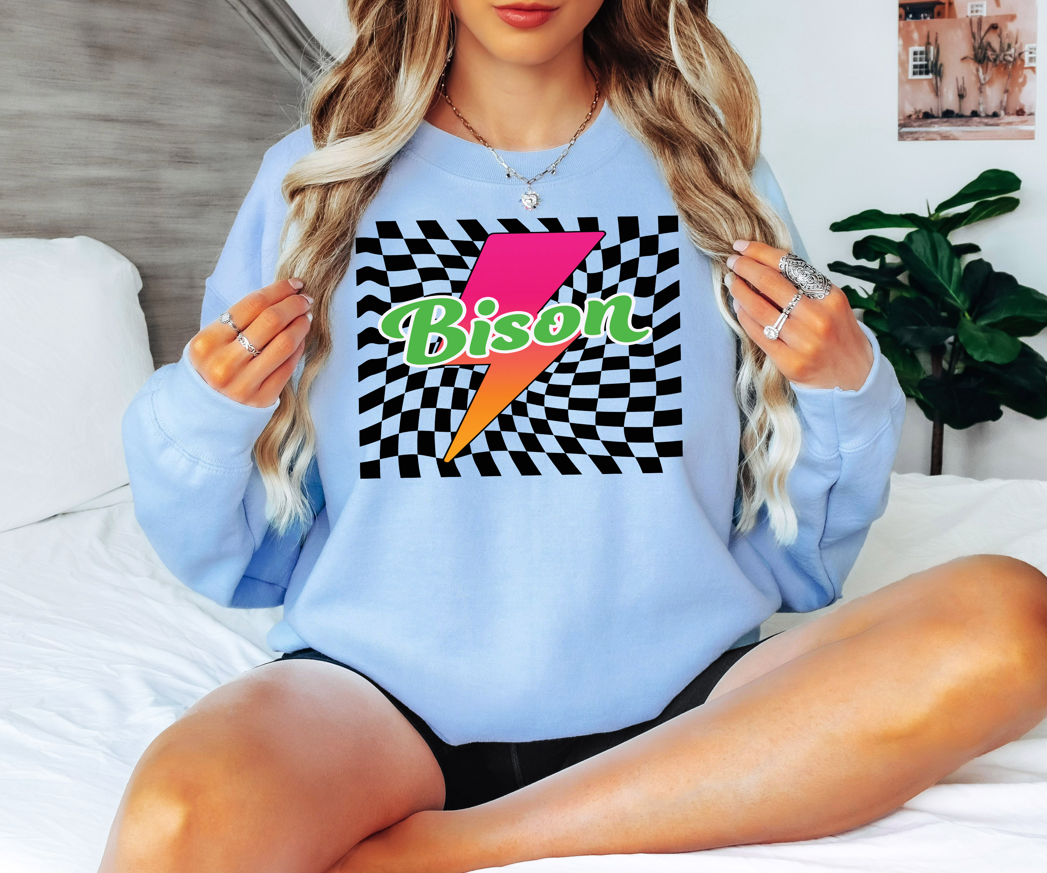 Bison Checker Leopard Bolt DTF Print – Torch Light