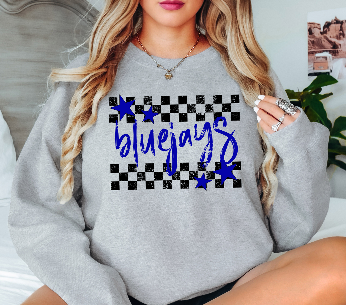 Bluejays Checker Star DTF Print – Torch Light