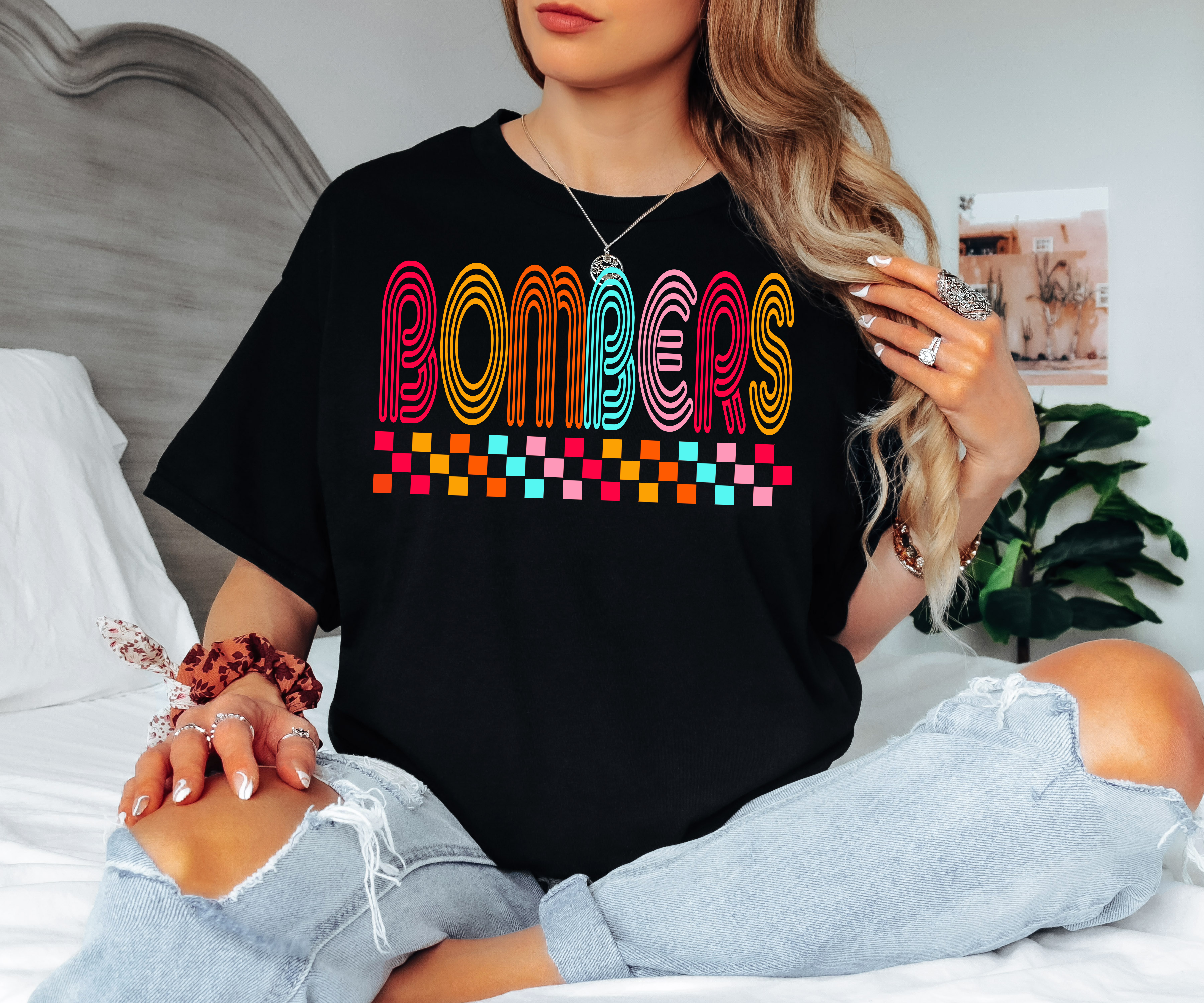 Checker Doodle Bombers DTF Print – Torch Light