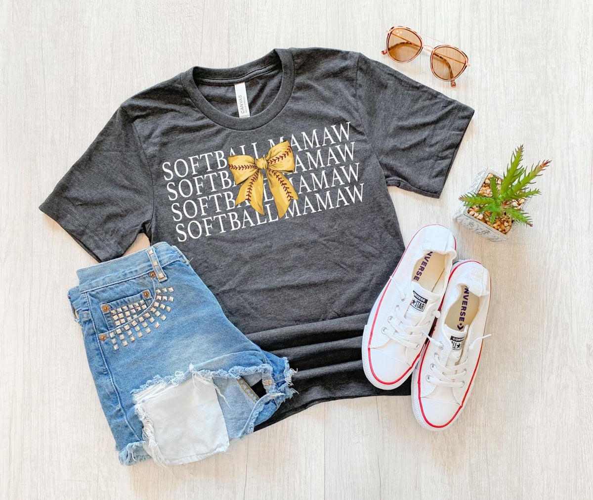 Softball Mamaw Bow Repeat DTF Print – Torch Light