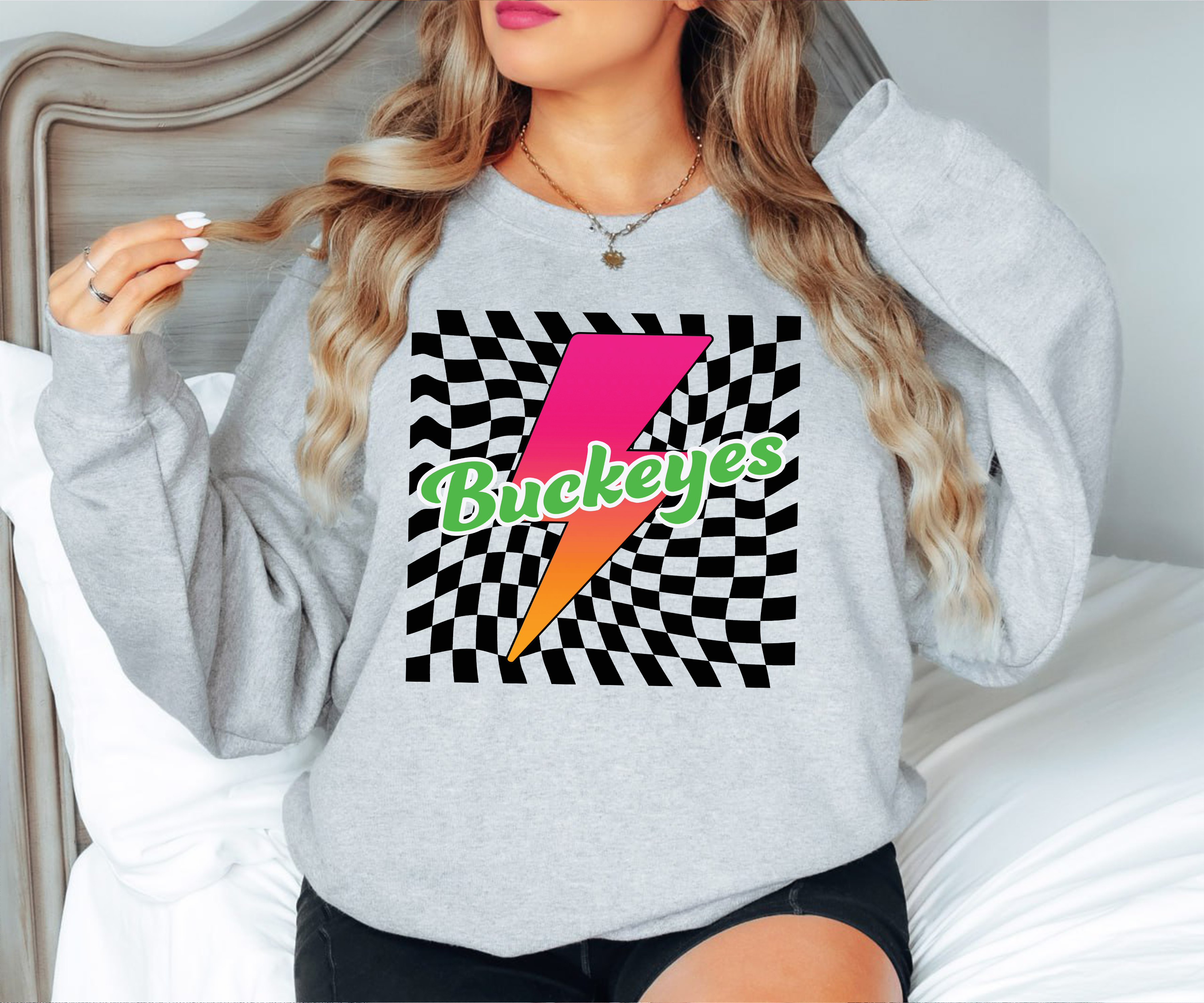 Buckeyes Checker Leopard Bolt DTF Print – Torch Light