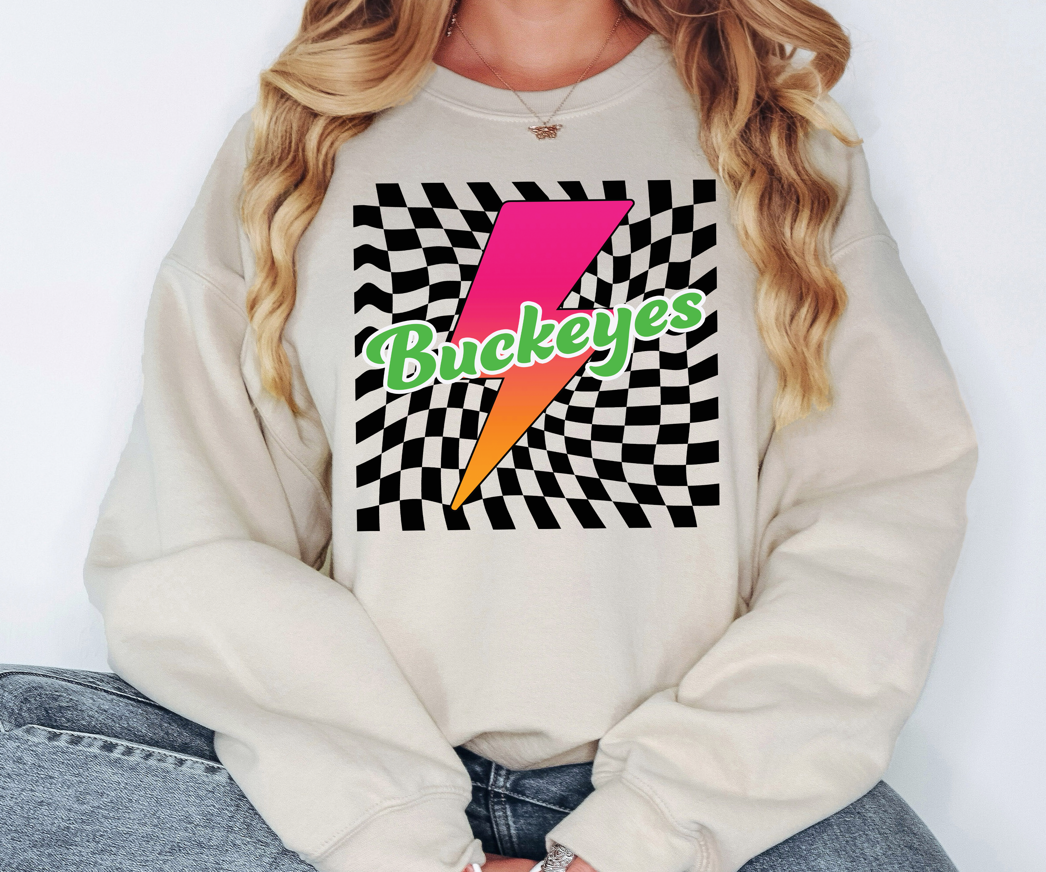 Buckeyes Checker Leopard Bolt DTF Print – Torch Light