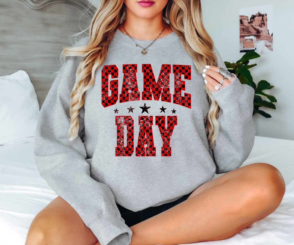 Checker Game Day Red DTF Print – Torch Light