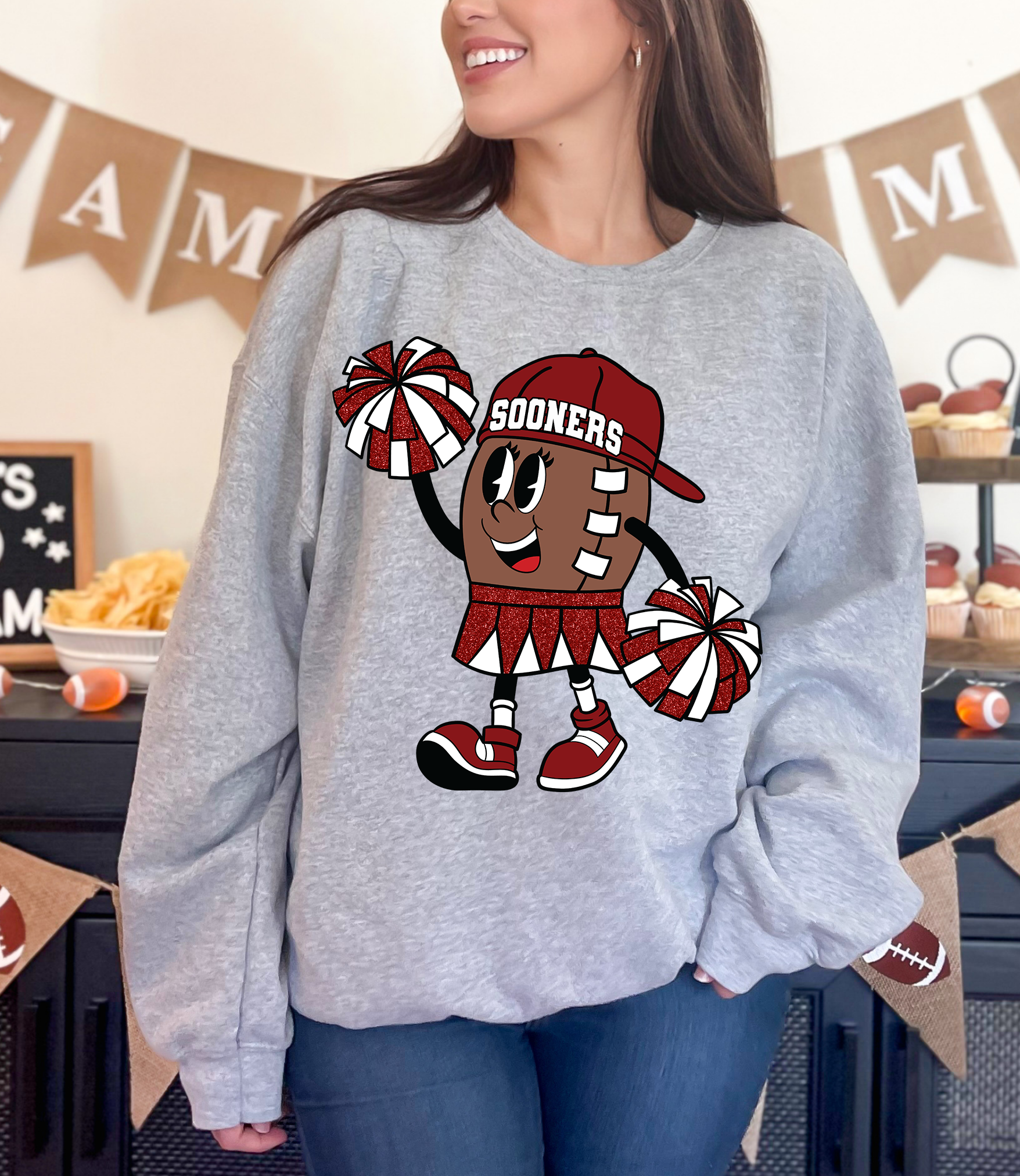 Cute Team Football Girl DTF Print – Torch Light