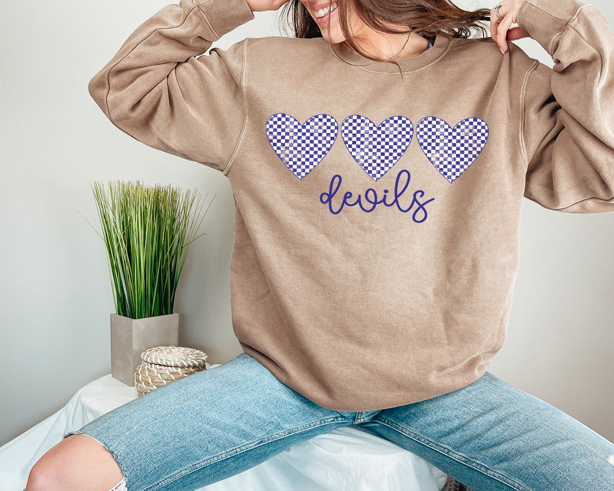Devils Checker Heart Trio DTF Print – Torch Light
