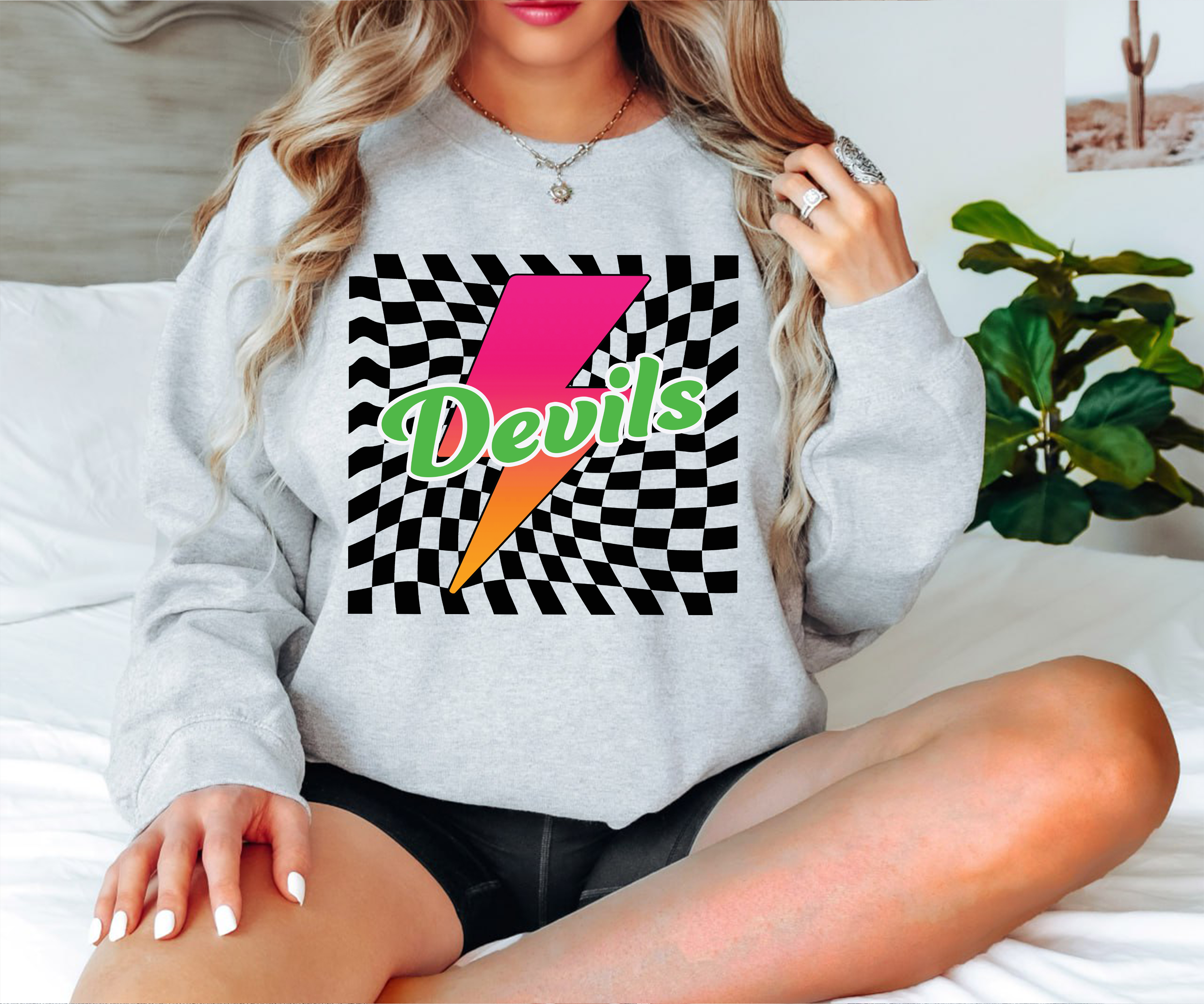 Devils Checker Leopard Bolt DTF Print – Torch Light