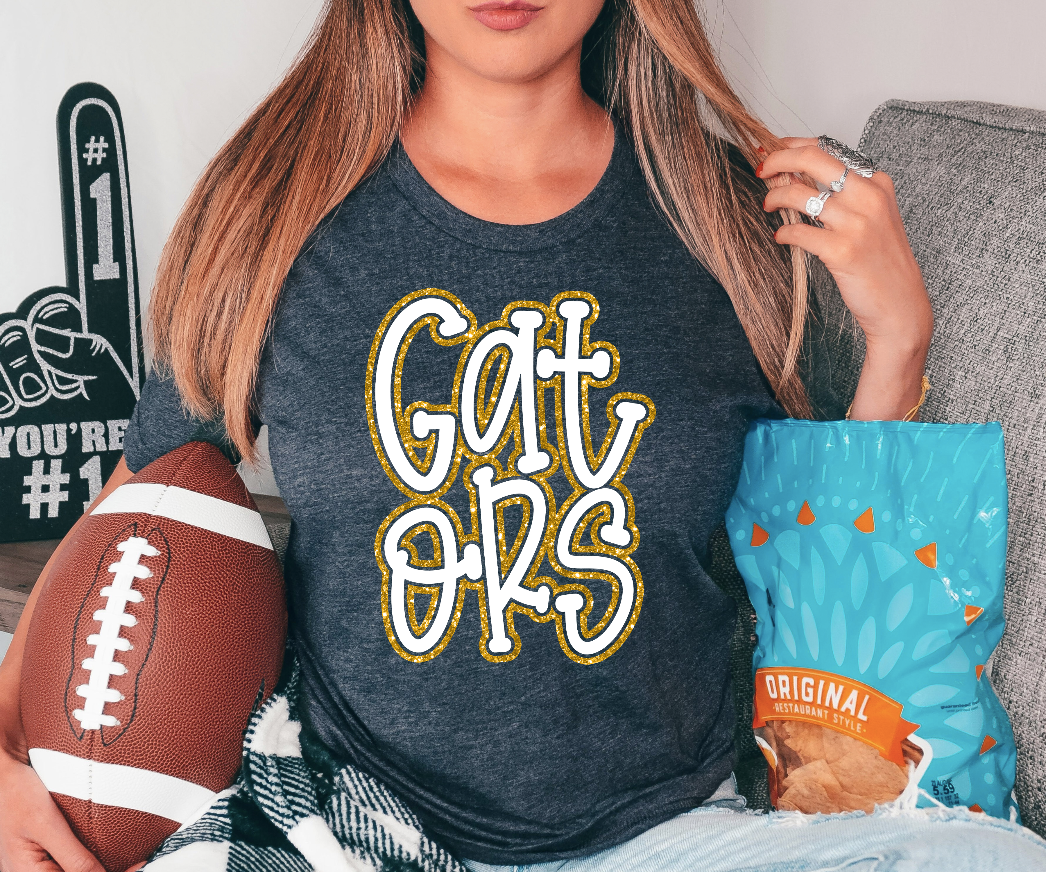 Funky Gators Faux Glitter Outline DTF Print – Torch Light