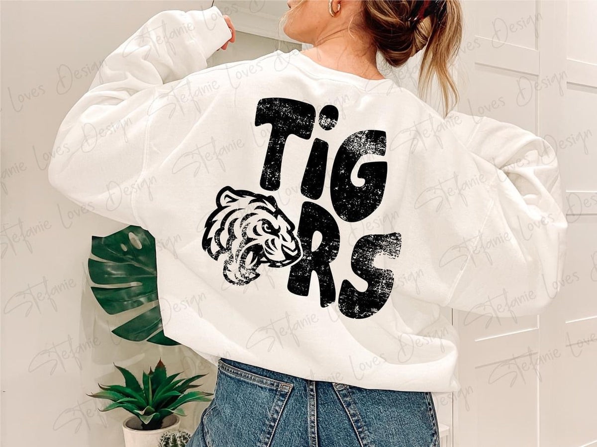 Distressed Tigers Stacked Grunge DTF Print – Torch Light