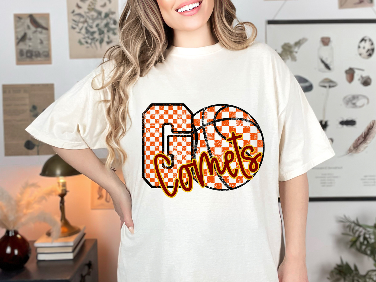 Comets Go Basketball Checker DTF Print – Torch Light