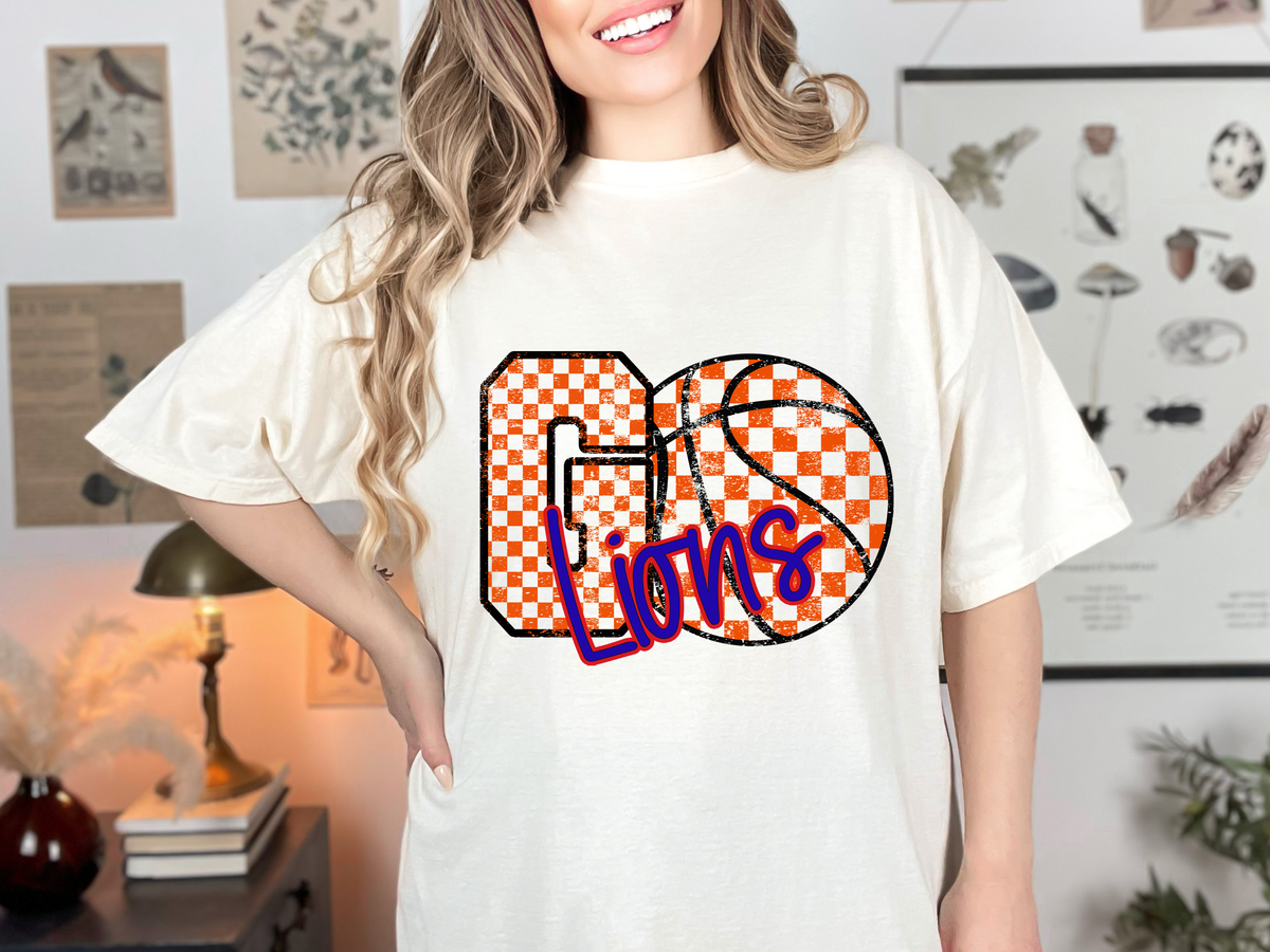 Lions Go Basketball Checker DTF Print – Torch Light