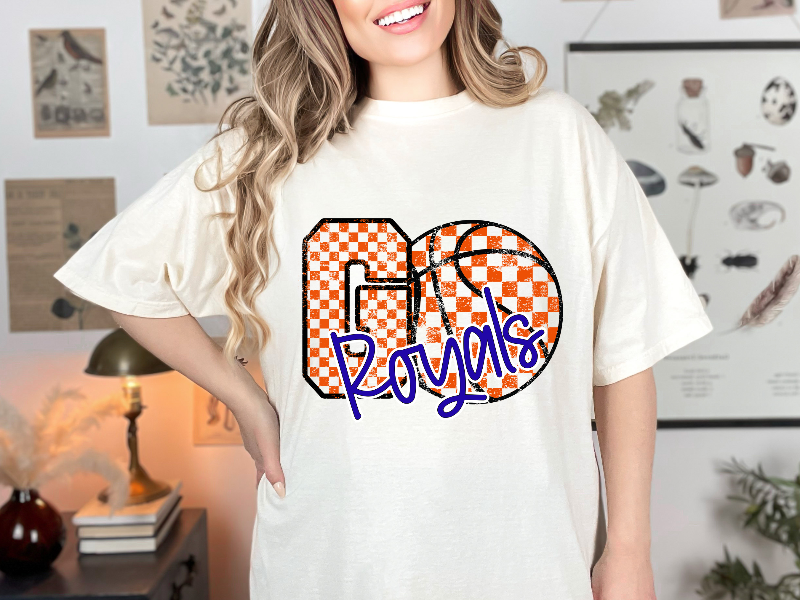 Royals Go Basketball Checker DTF Print – Torch Light