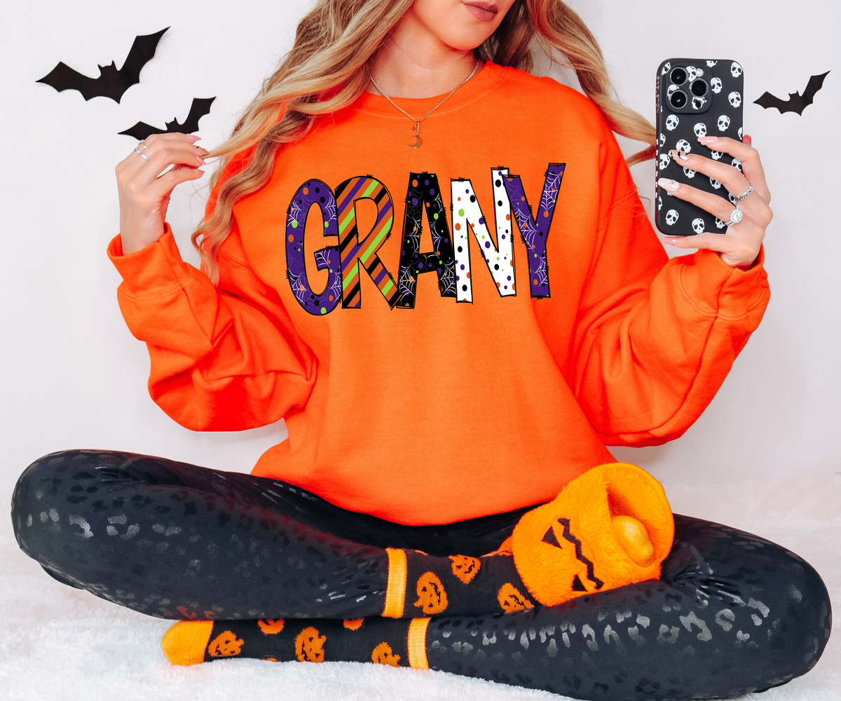 Granny Halloween Doodle DTF Print – Torch Light