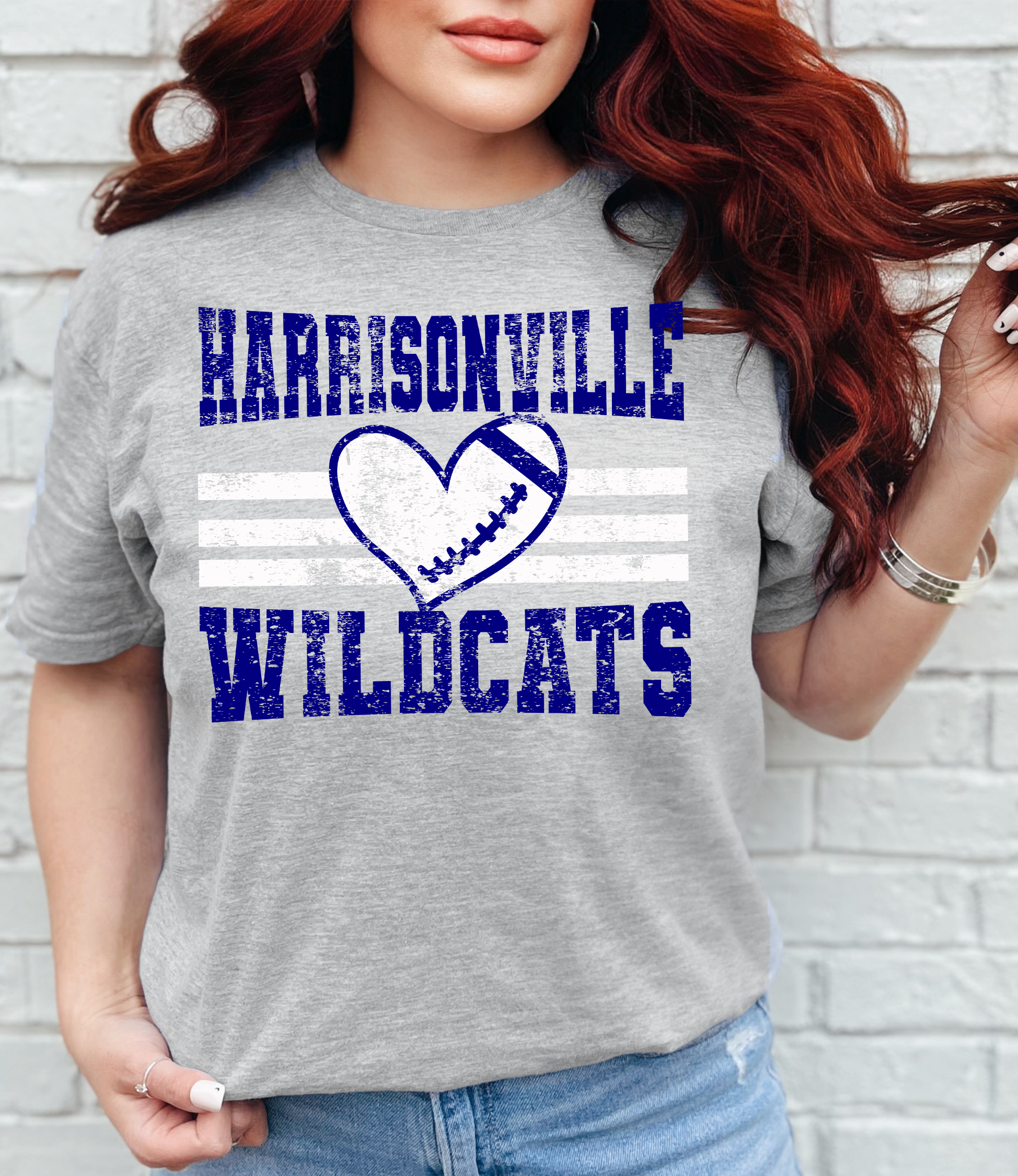 Harrisonville Wildcats Football Heart Grunge DTF Print – Torch Light
