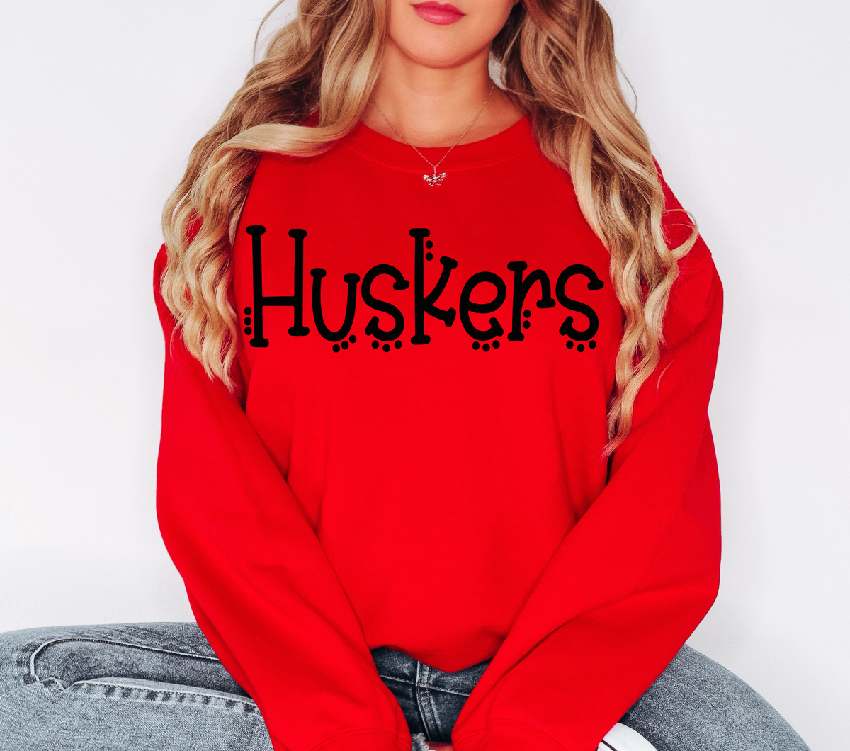 Huskers Dotted Doodle DTF Print – Torch Light