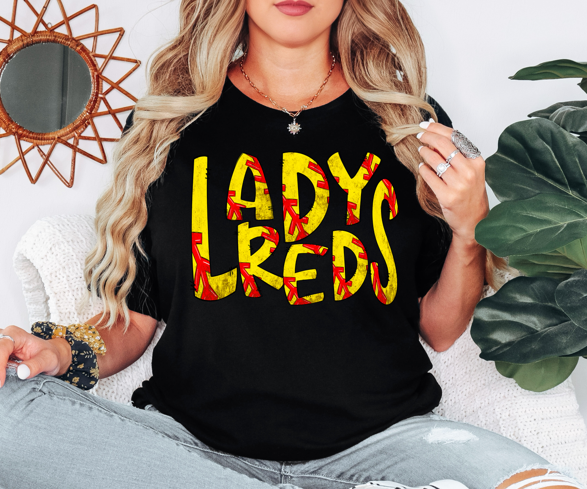 Lady Reds Softball Doodle DTF Print – Torch Light
