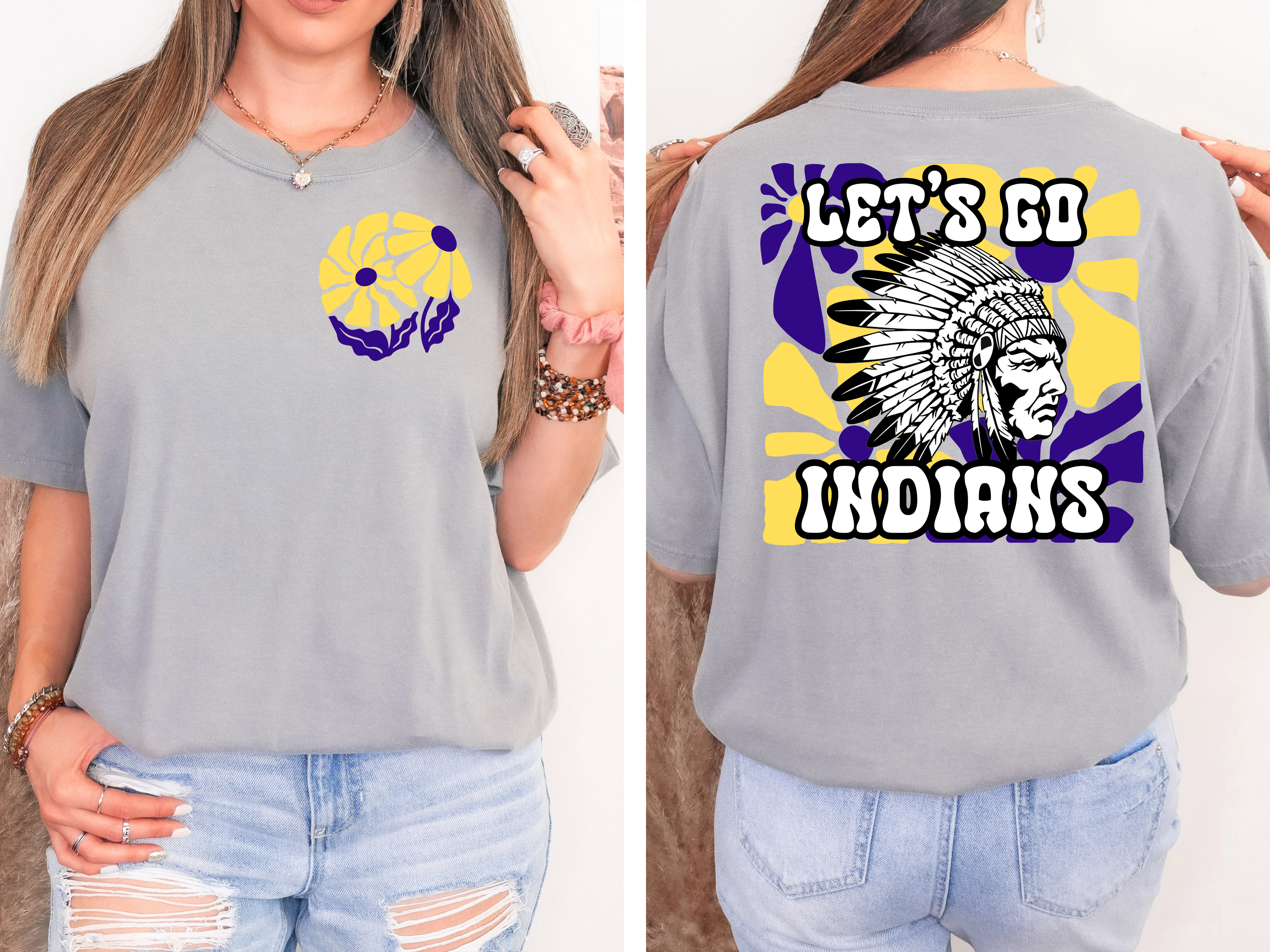 Let's Go Indians Floral 03 DTF Print – Torch Light