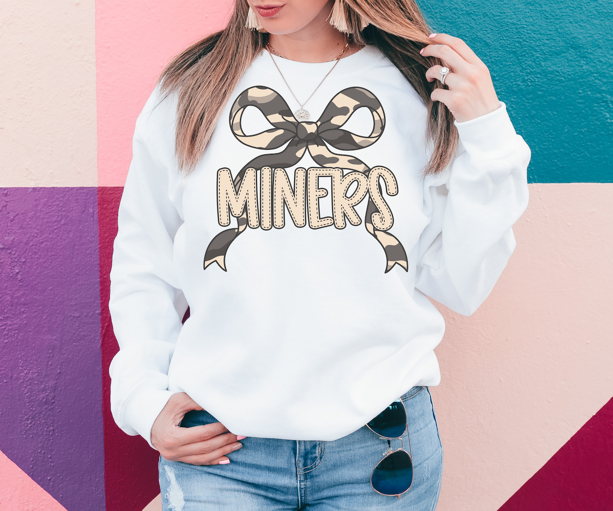 Miners Grey Camo Bow DTF Print – Torch Light