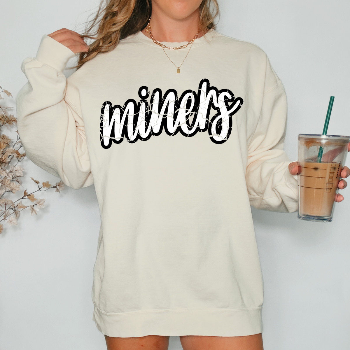 Miners Crackle Cursive Teams DTF Print – Torch Light
