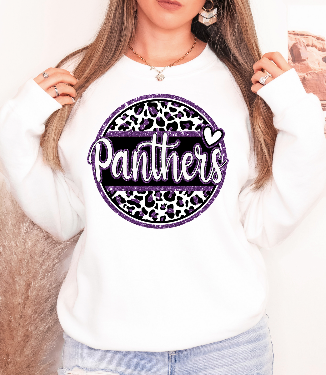 Panthers Glitter Effect Circle DTF Print – Torch Light