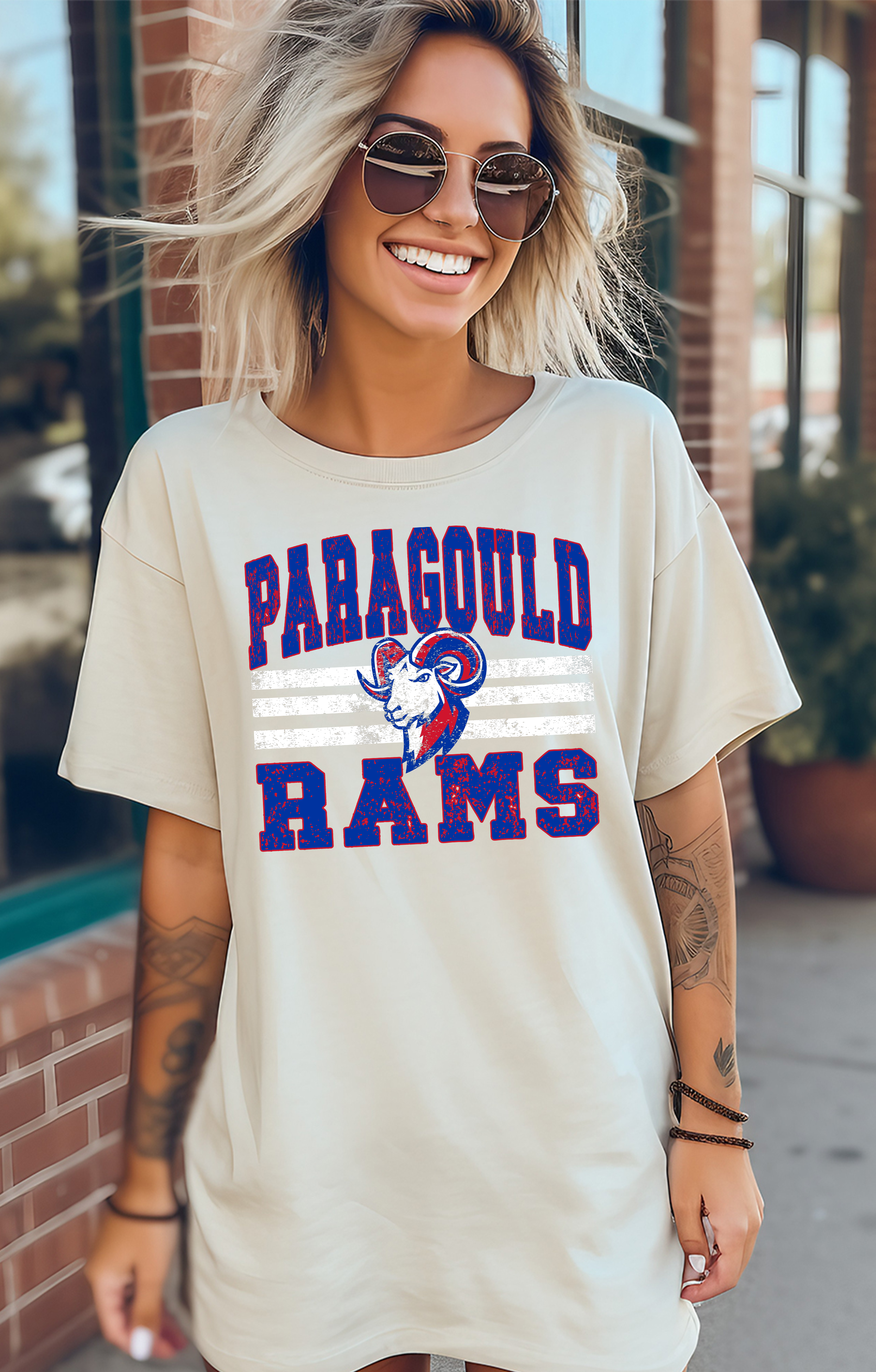 Grunge Paragould Rams DTF Print – Torch Light