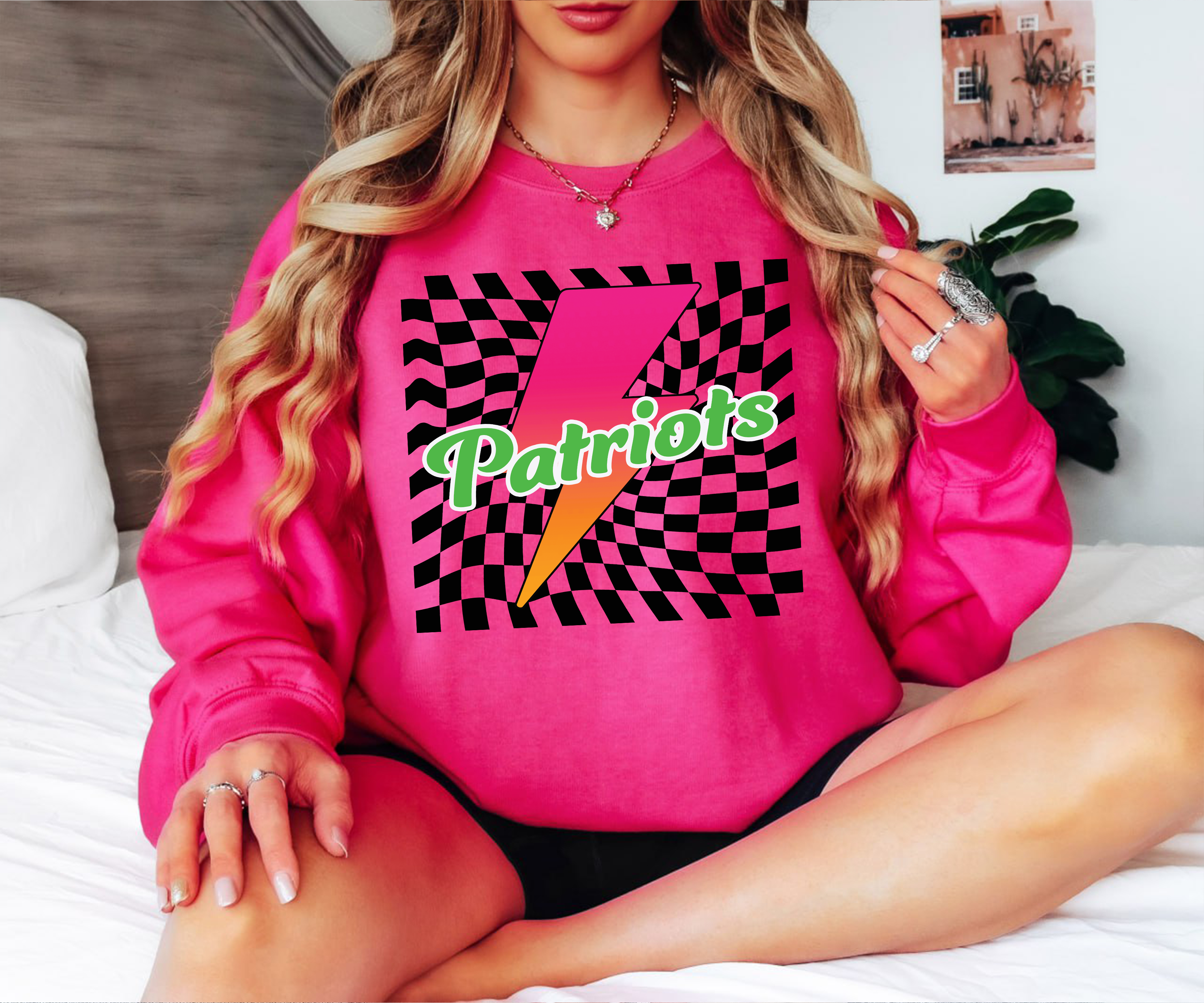 Patriots Checker Leopard Bolt DTF Print – Torch Light