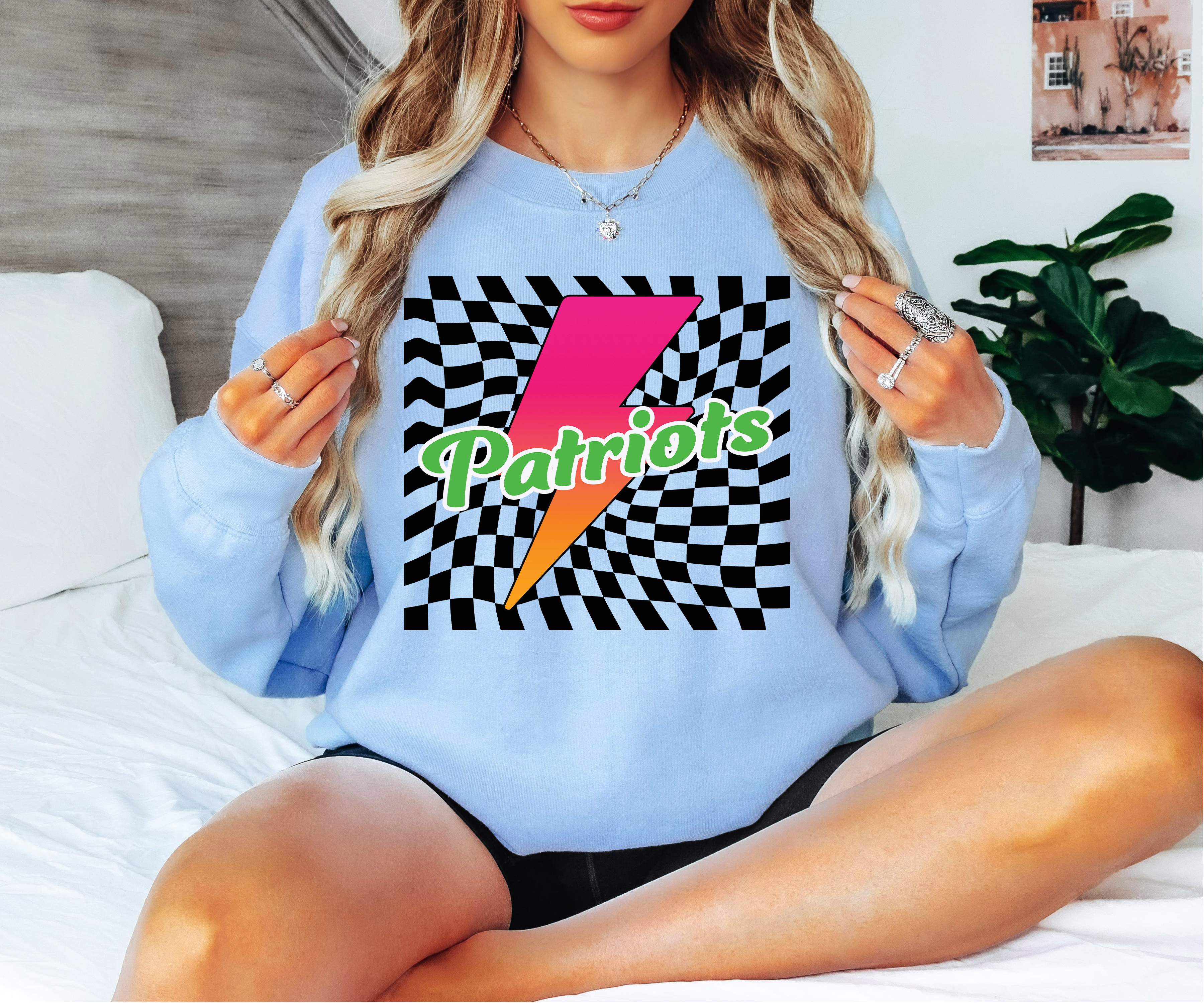 Patriots Checker Leopard Bolt DTF Print – Torch Light