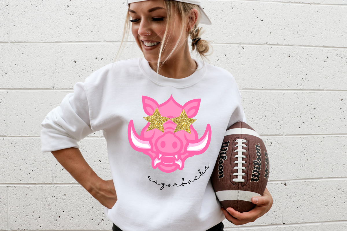 Preppy Razorbacks DTF Print – Torch Light