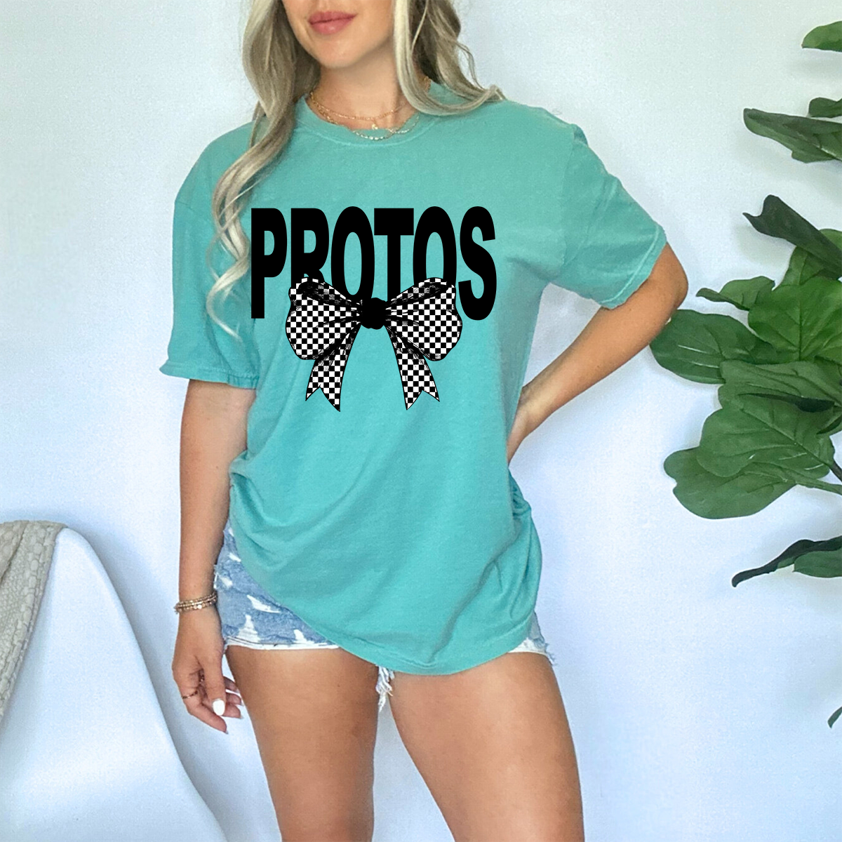 Protos Checker Bow DTF Print – Torch Light