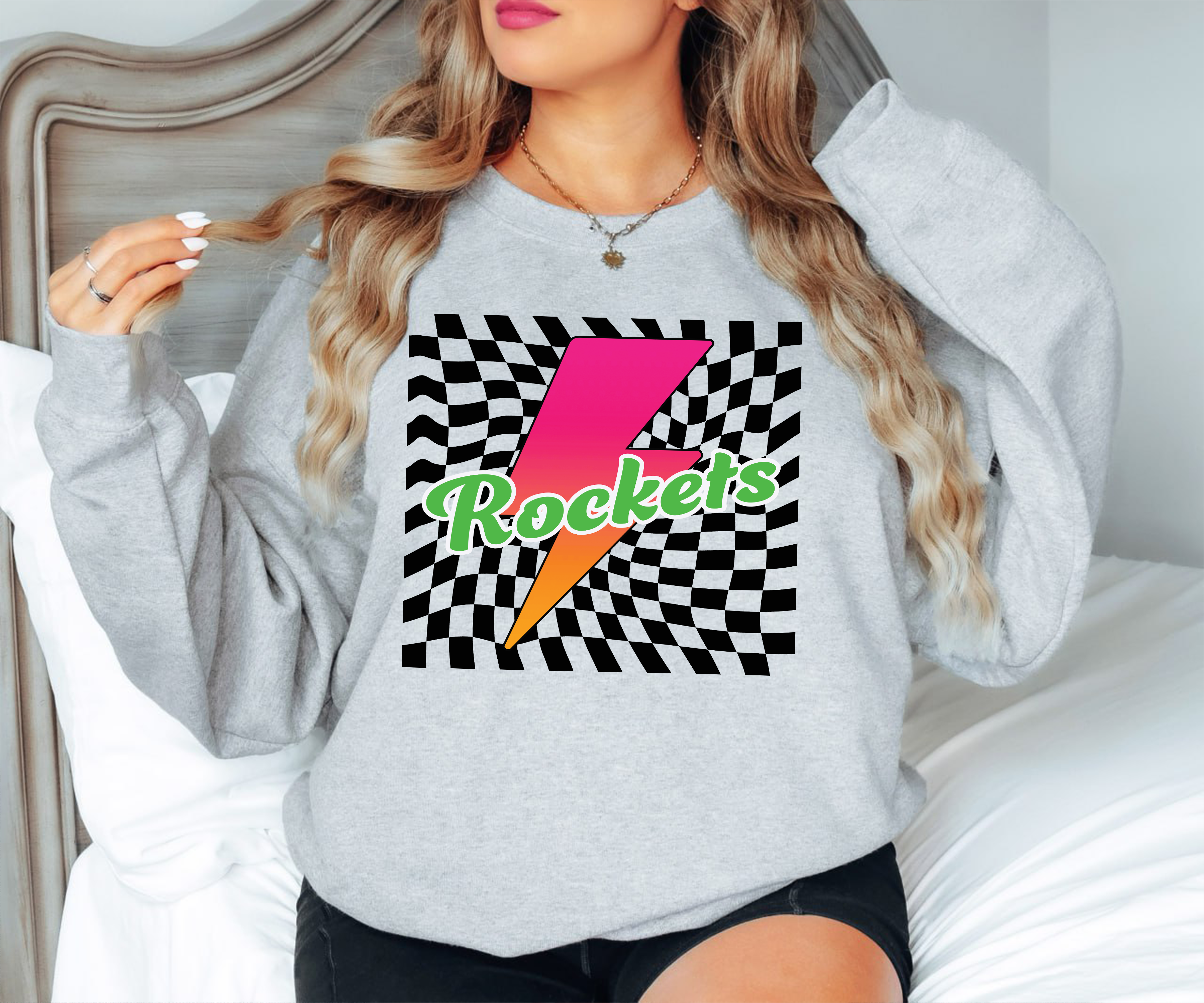 Rockets Checker Leopard Bolt DTF Print – Torch Light