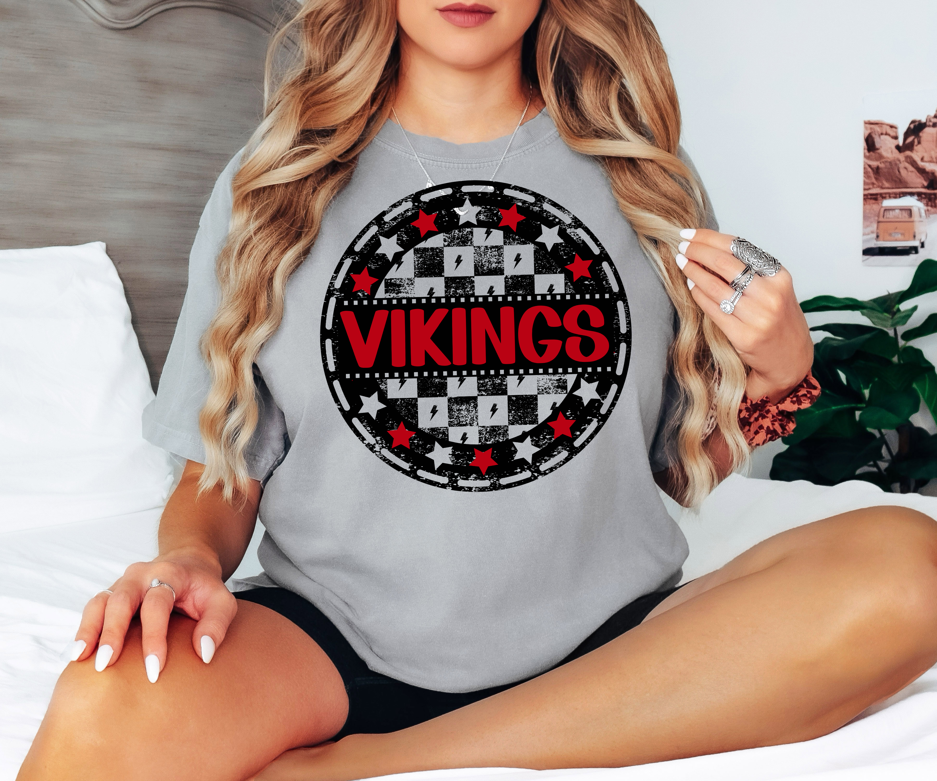 Vikings Checker Star Circle DTF Print – Torch Light