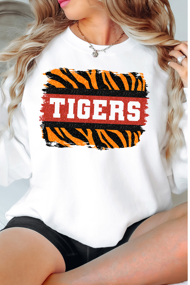 Tiger Stripe Tigers Glitter Effect Leopard DTF Print – Torch Light