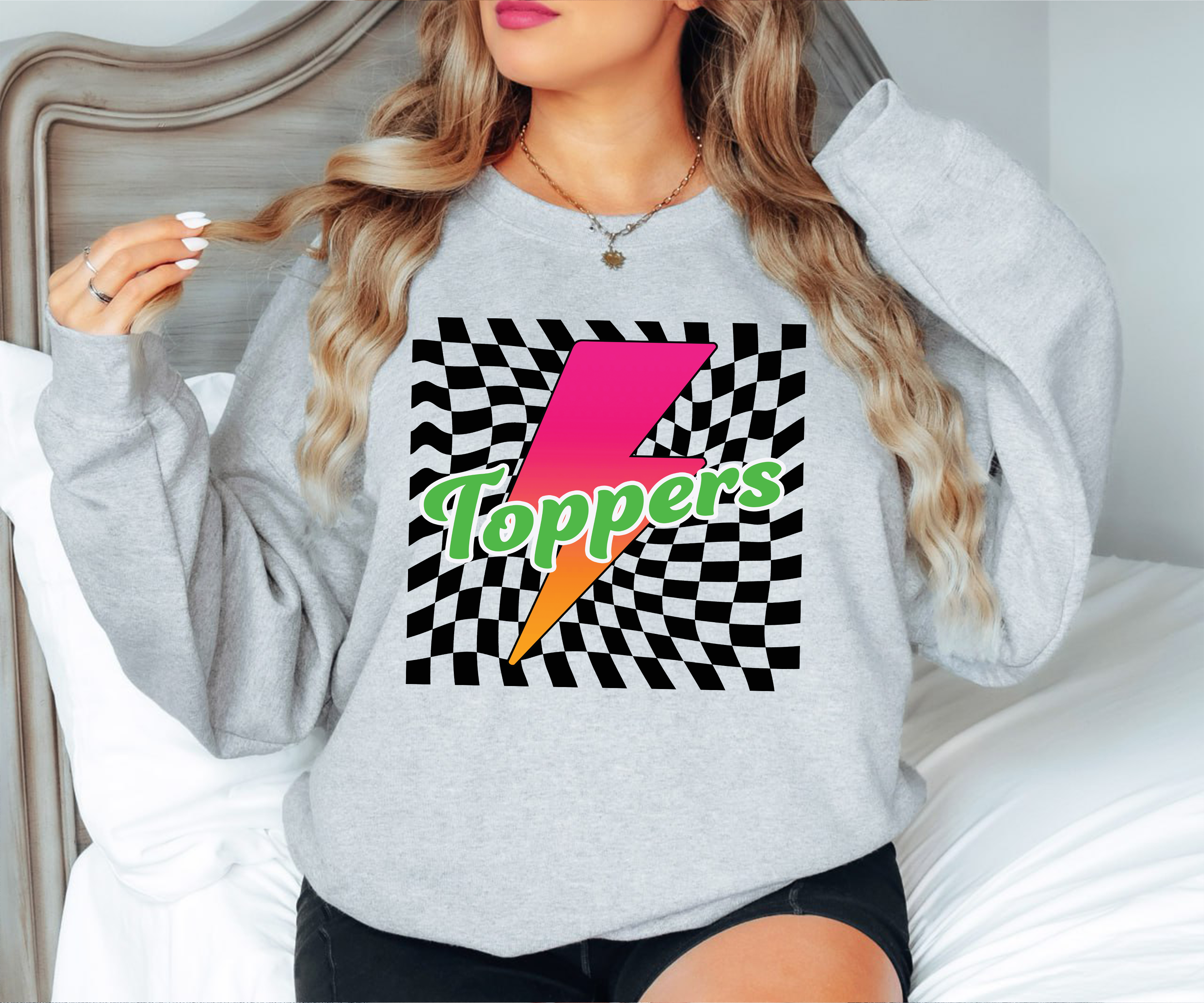 Toppers Checker Leopard Bolt DTF Print – Torch Light