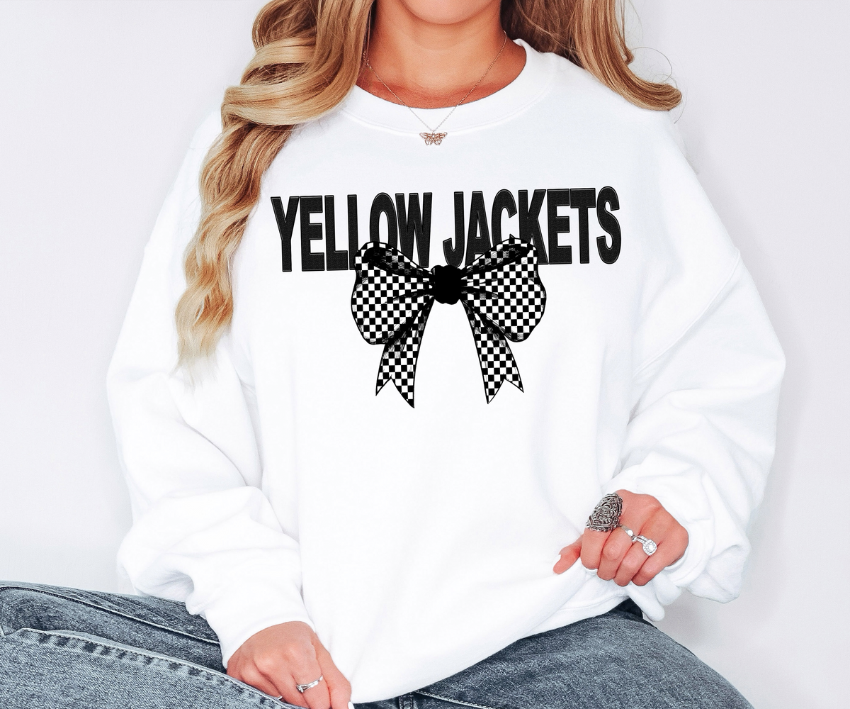 Yellow Jackets Coquette Checker Bow DTF Print – Torch Light