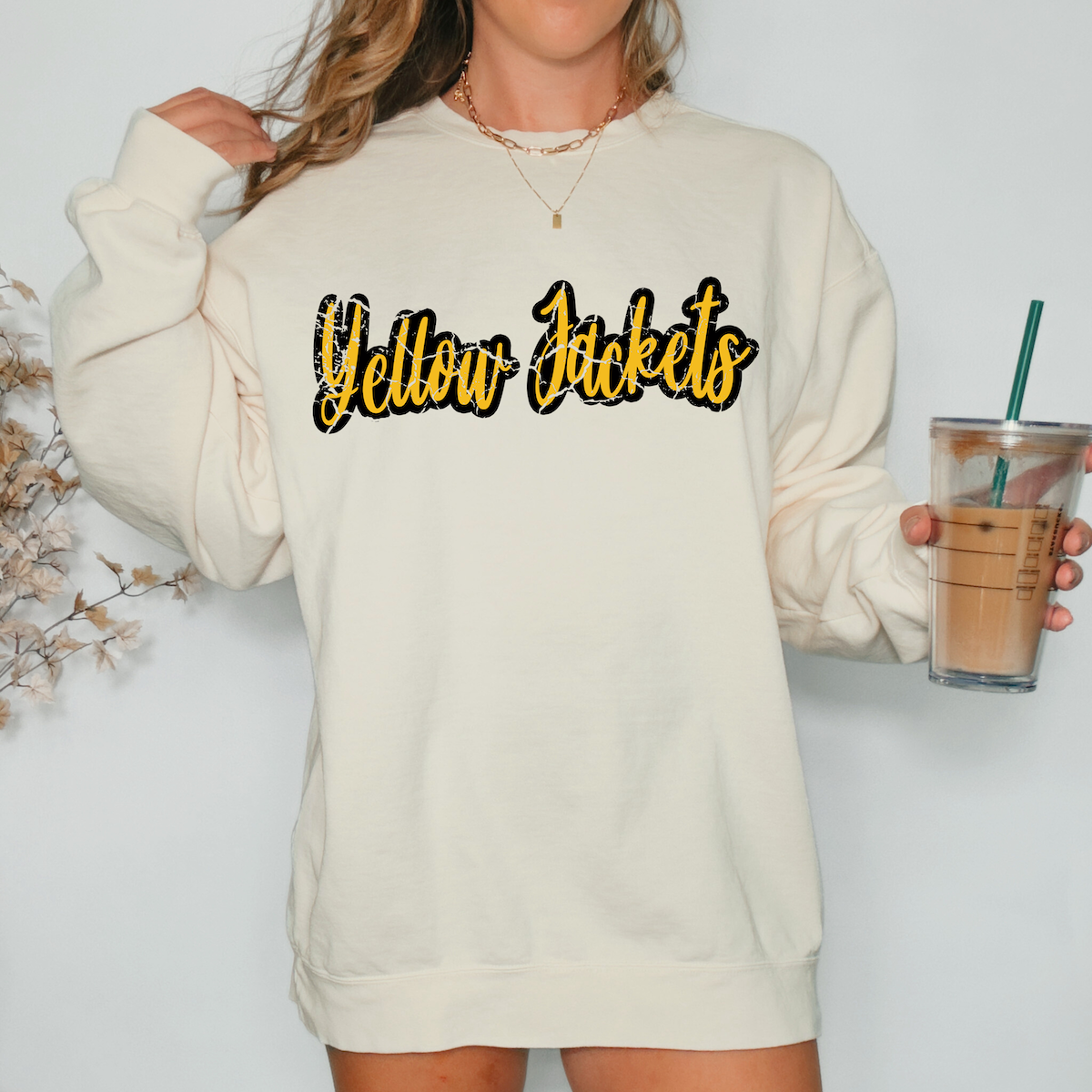 Yellow Jackets Crackle Cursive Teams DTF Print – Torch Light