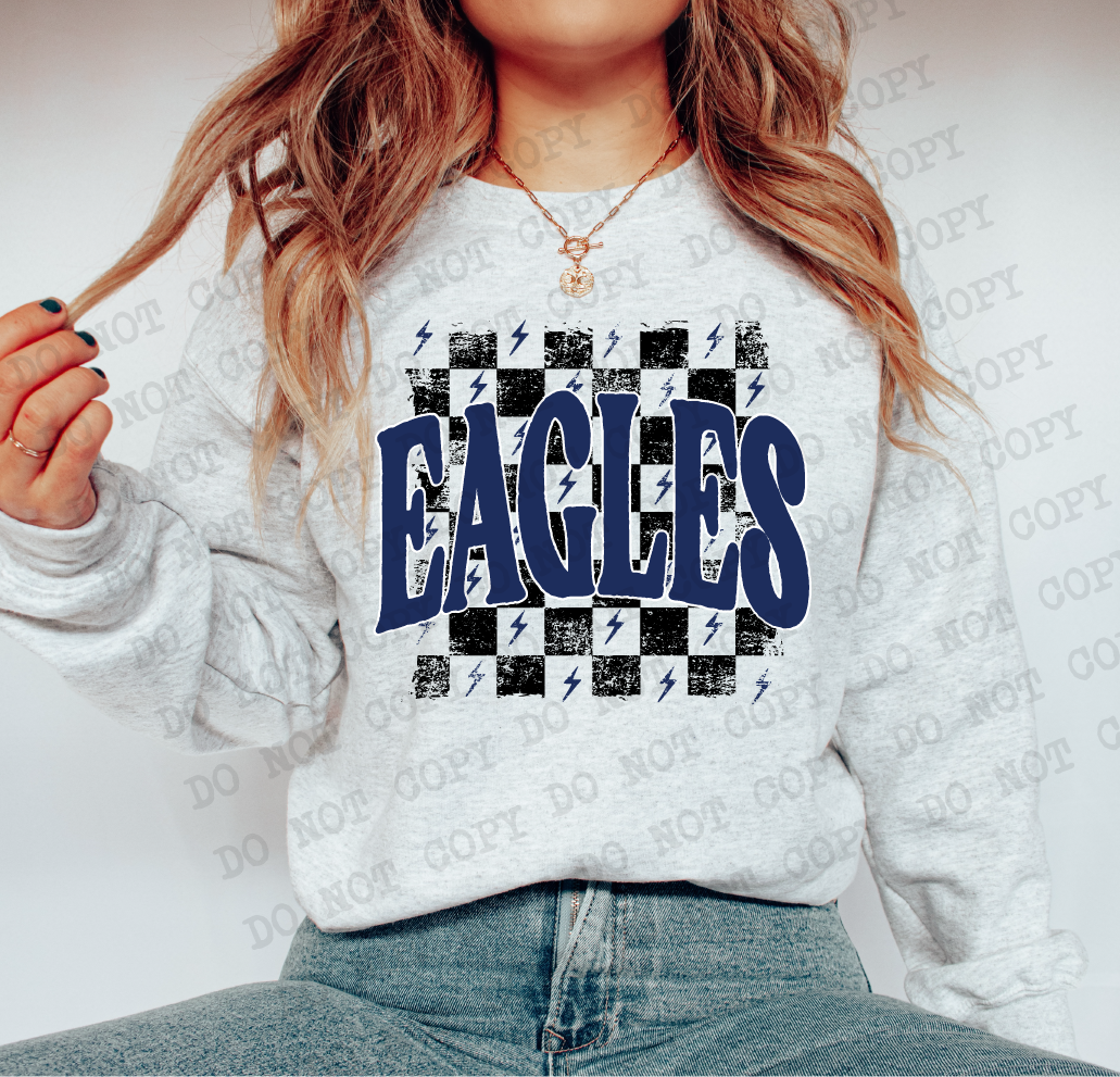 Distressed Eagles Checker DTF Print – Torch Light