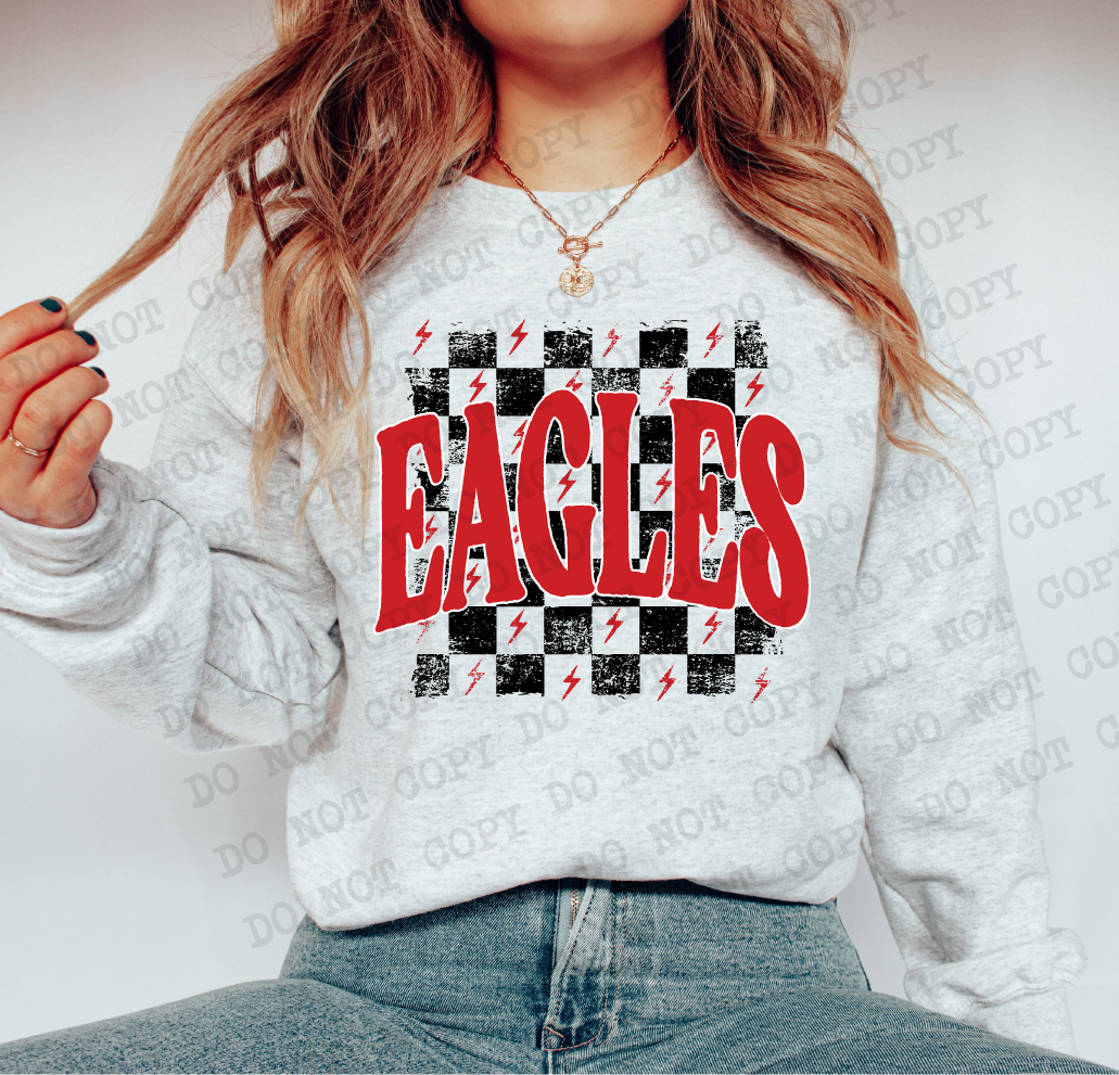 Distressed Eagles Checker DTF Print – Torch Light